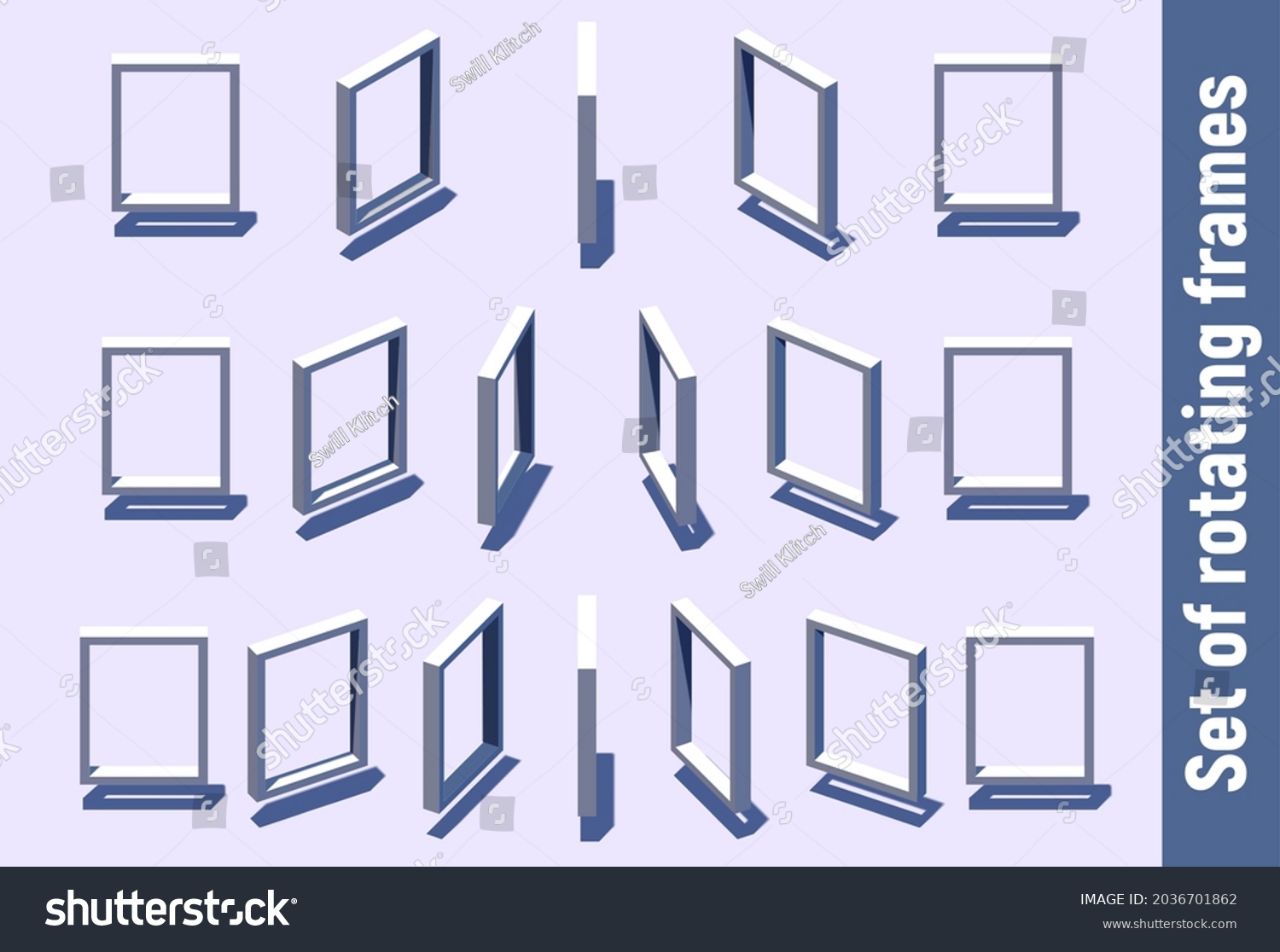 Isometric Rectangular Frame Rotating Motion Sprites Stock Vector ...