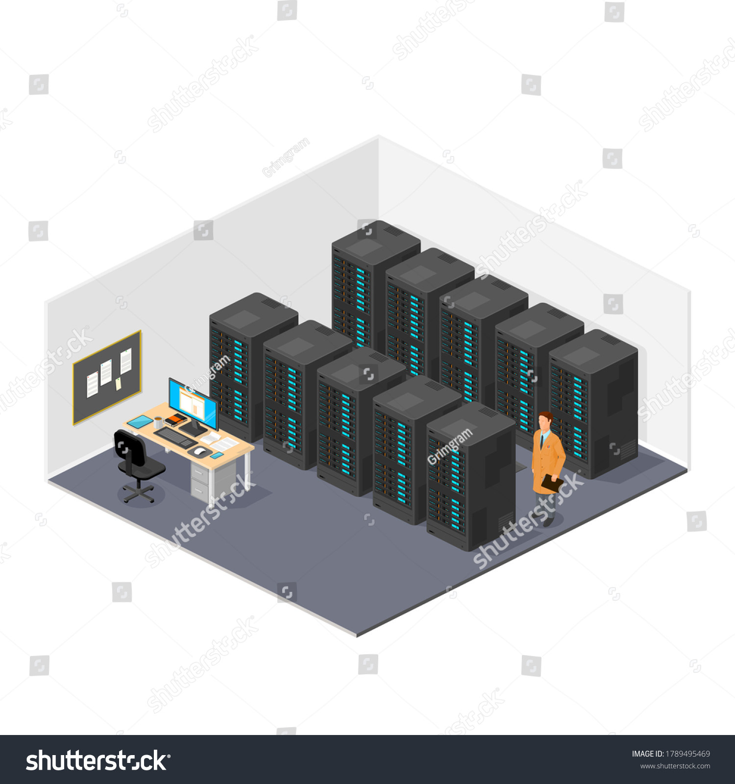 Isometric Server Room Vector Icon Illustration Stock Vector (Royalty ...