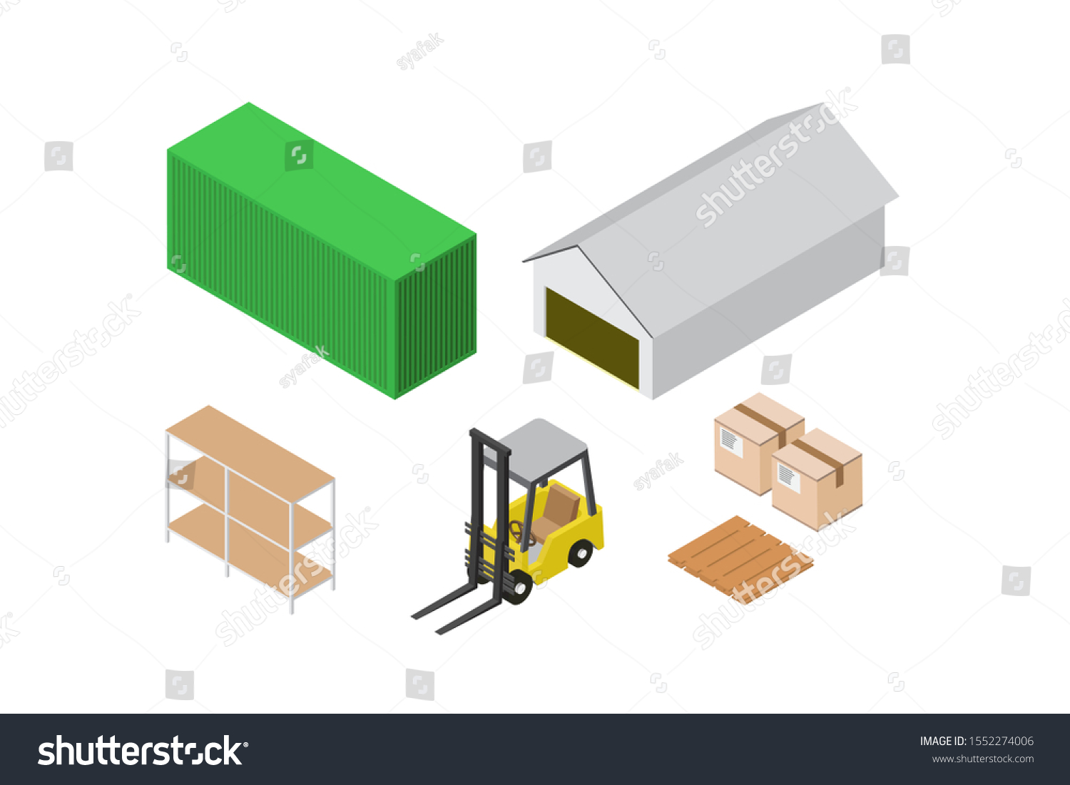 Isometric Set Warehouse Process Vector Illustrations Stock Vector ...