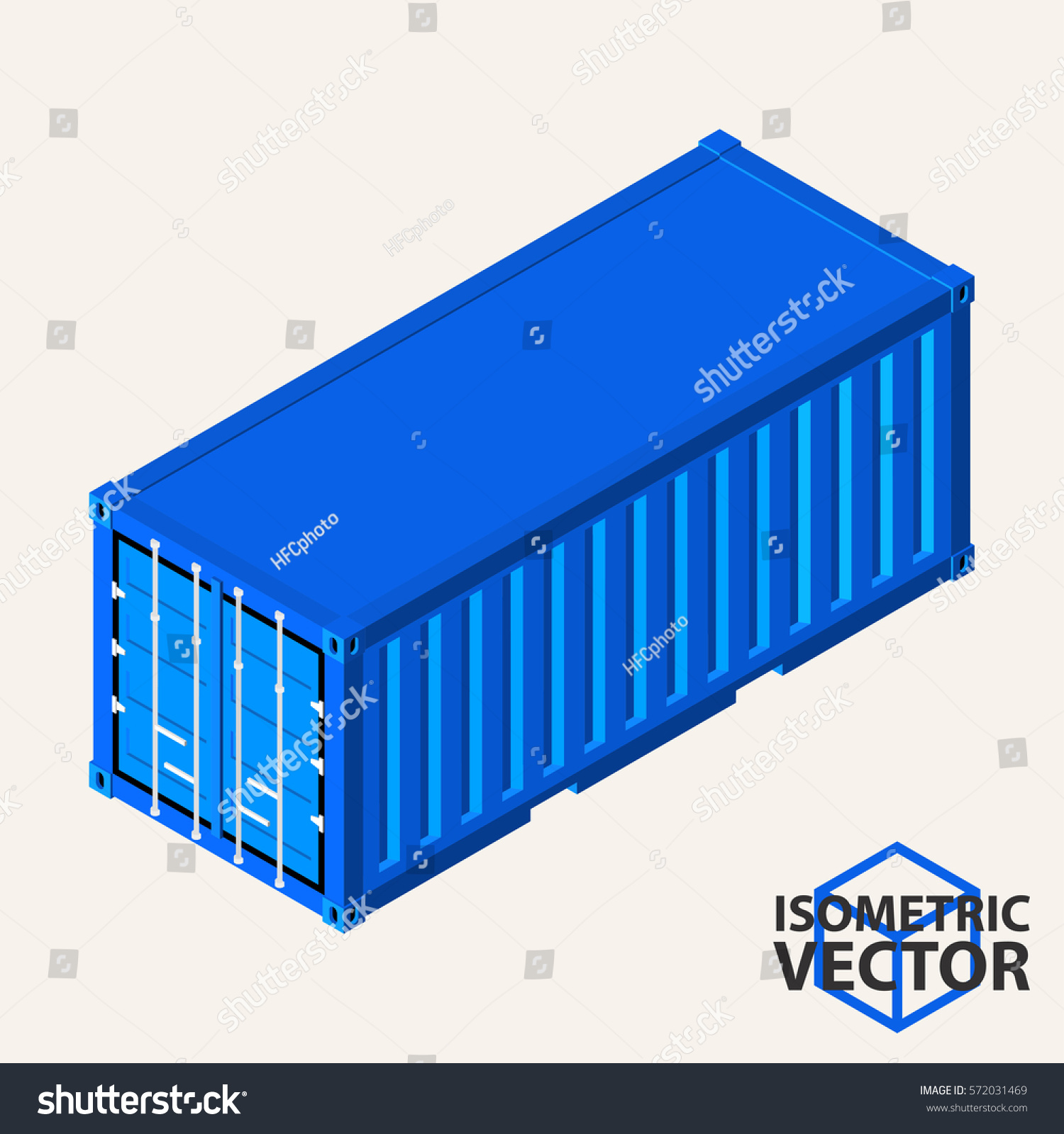 Isometric Shipping Container Blue Closed Vector Stock Vector (Royalty ...