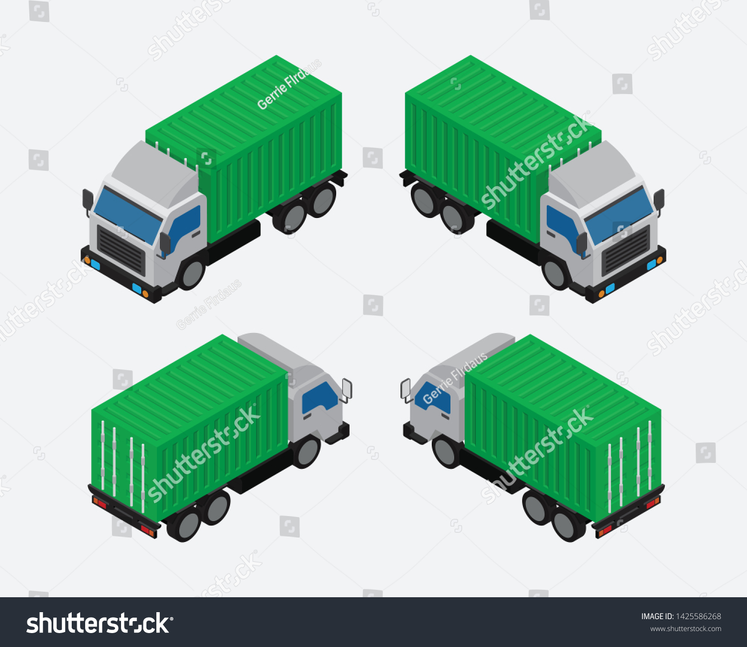 Isometric Shipping Container Truck Vector: vector de stock (libre de ...