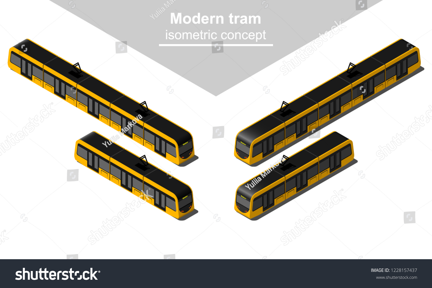 Vektor Stok Isometric Tramway Different Views Vector Illustration ...