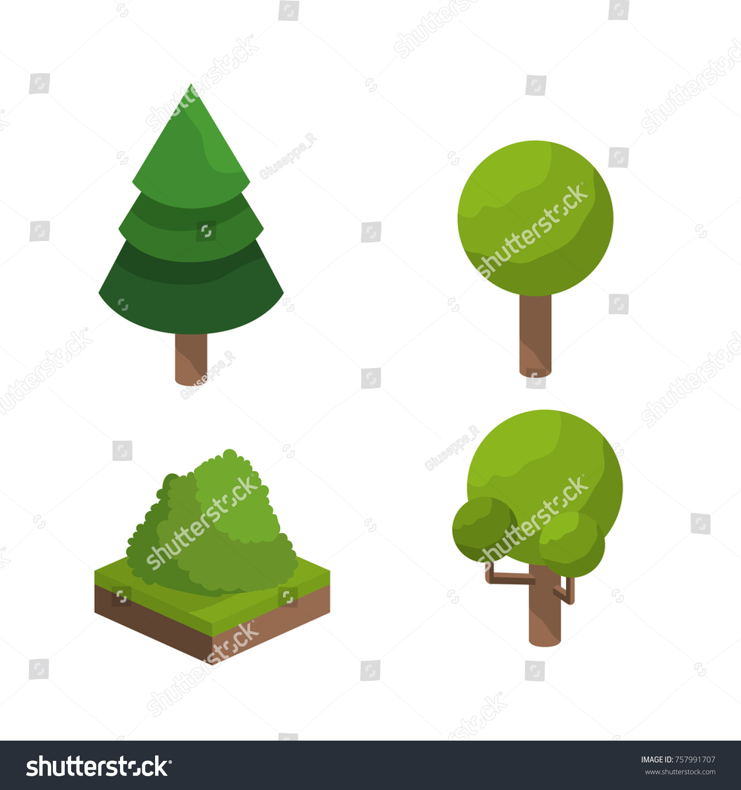 Isometric Trees Design Stock Vector (Royalty Free) 757991707 | Shutterstock