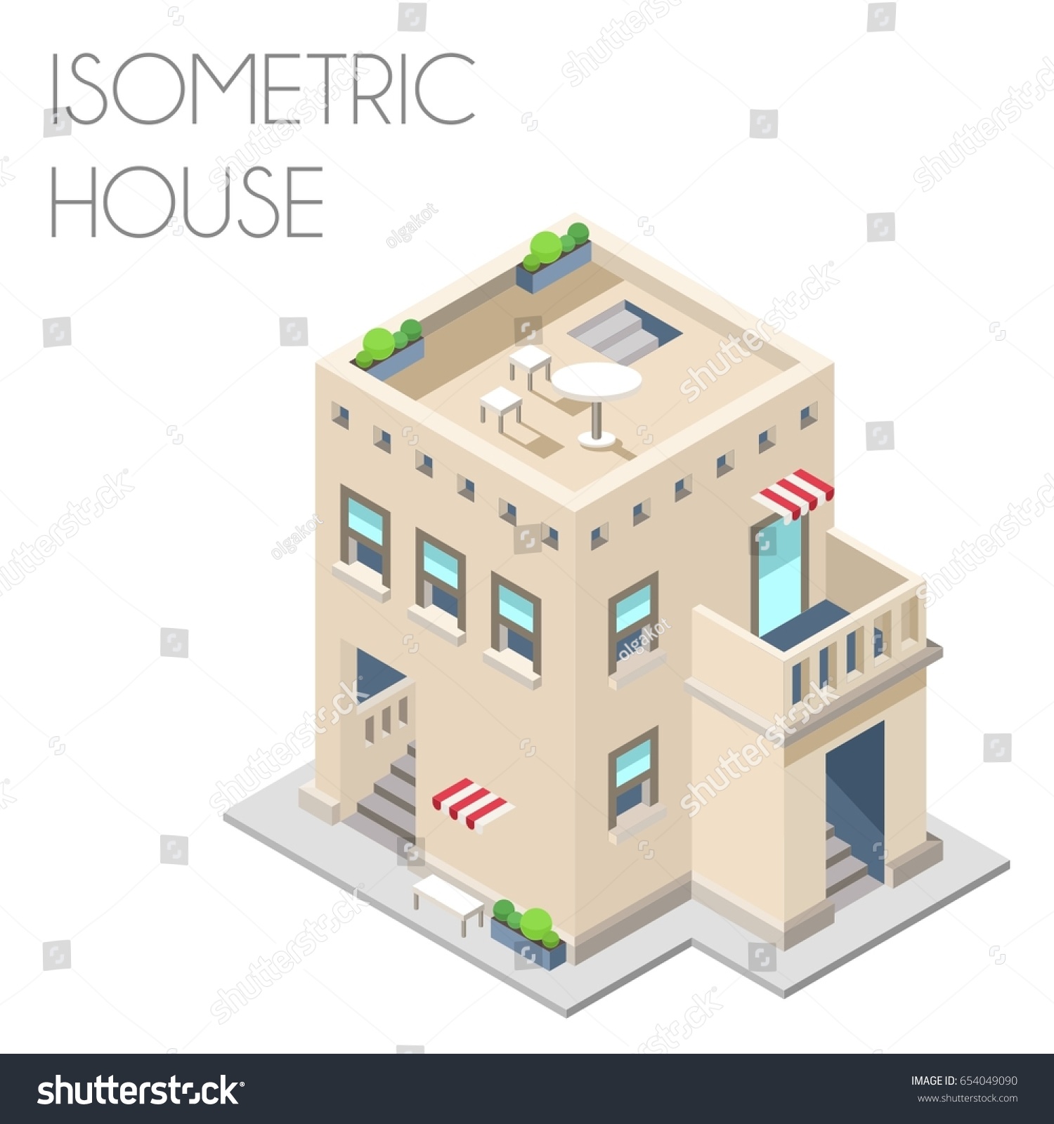Isometric Vector House Stock Vector (Royalty Free) 654049090
