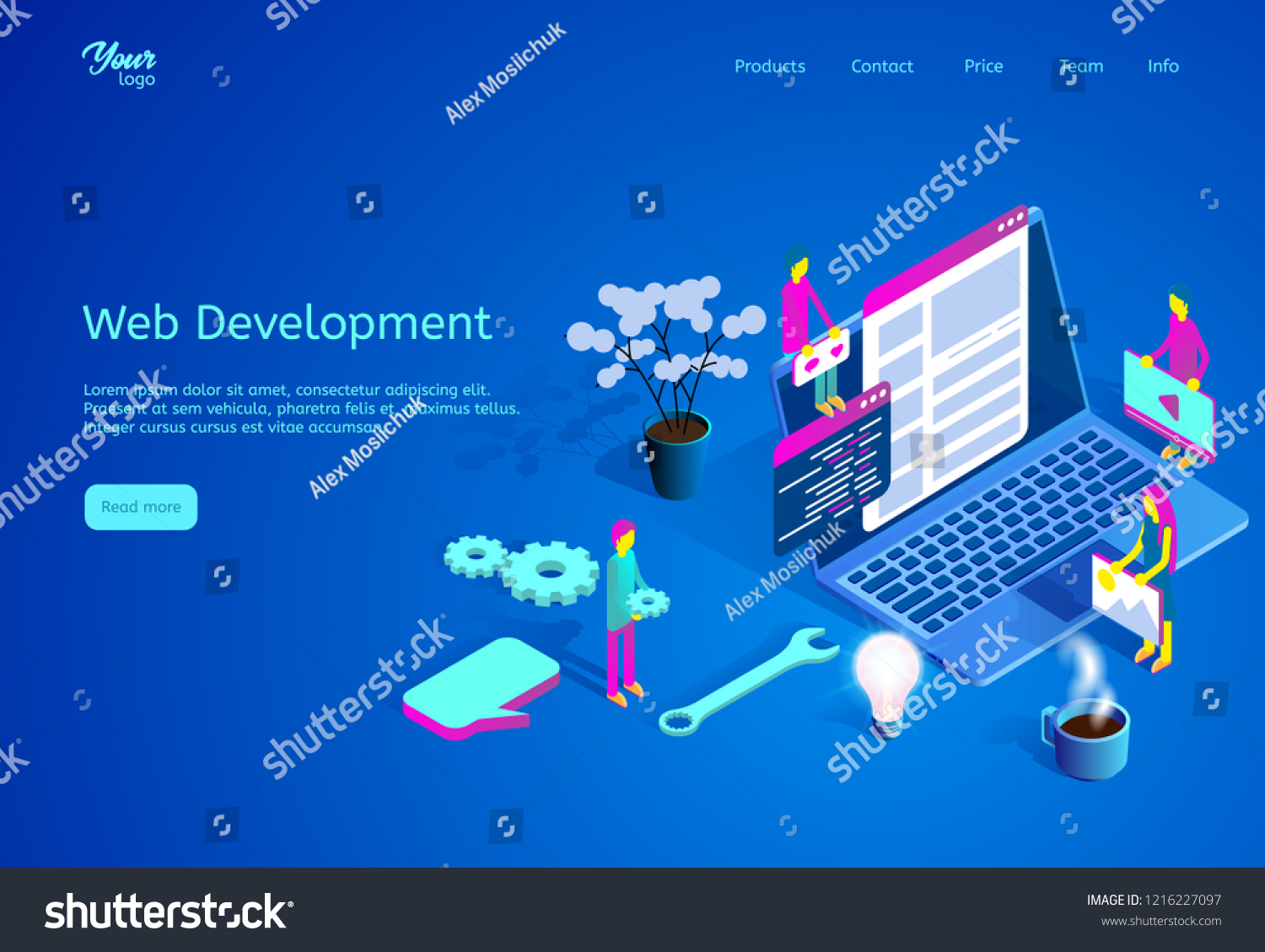Isometric Vector Illustration Describing Web Development Stock Vector ...