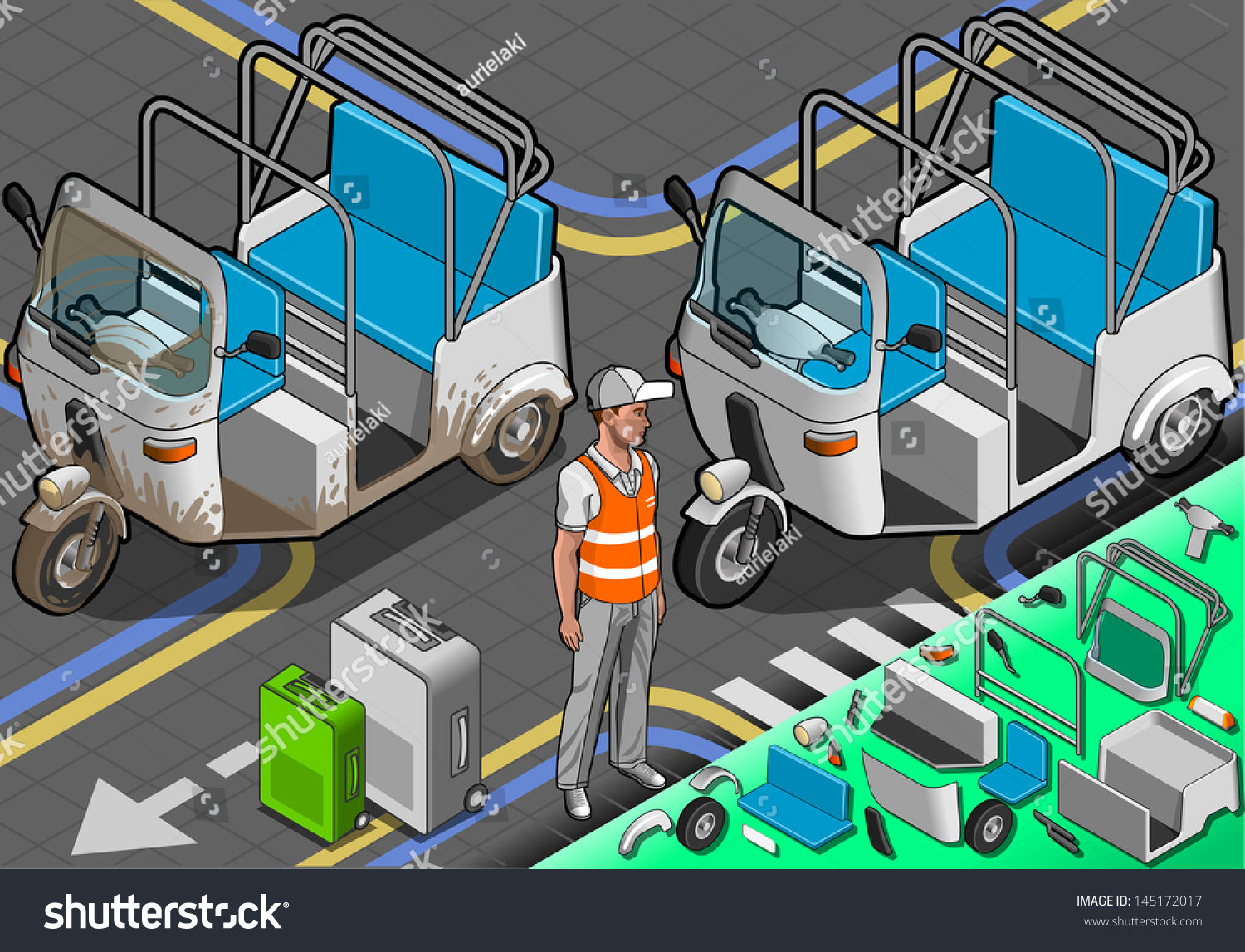 Isometric White Rickshaw Front View Stock Vector (Royalty Free ...