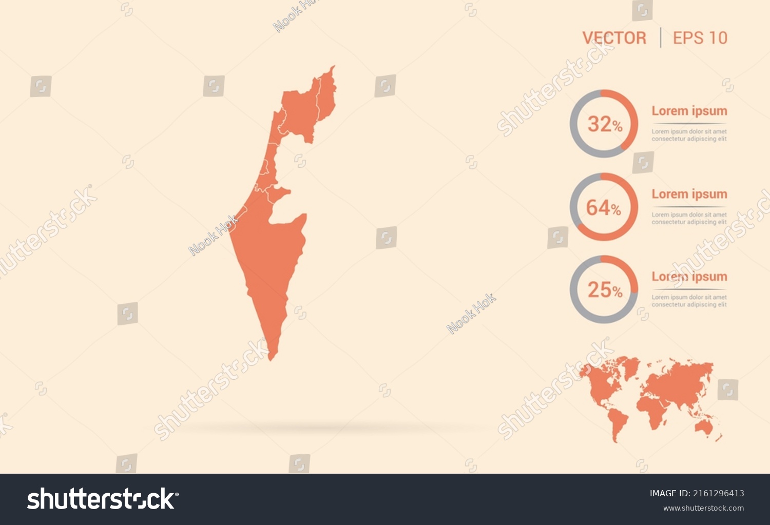 Israel Map Orange Abstract Infographic Vector Stock Vector (Royalty ...