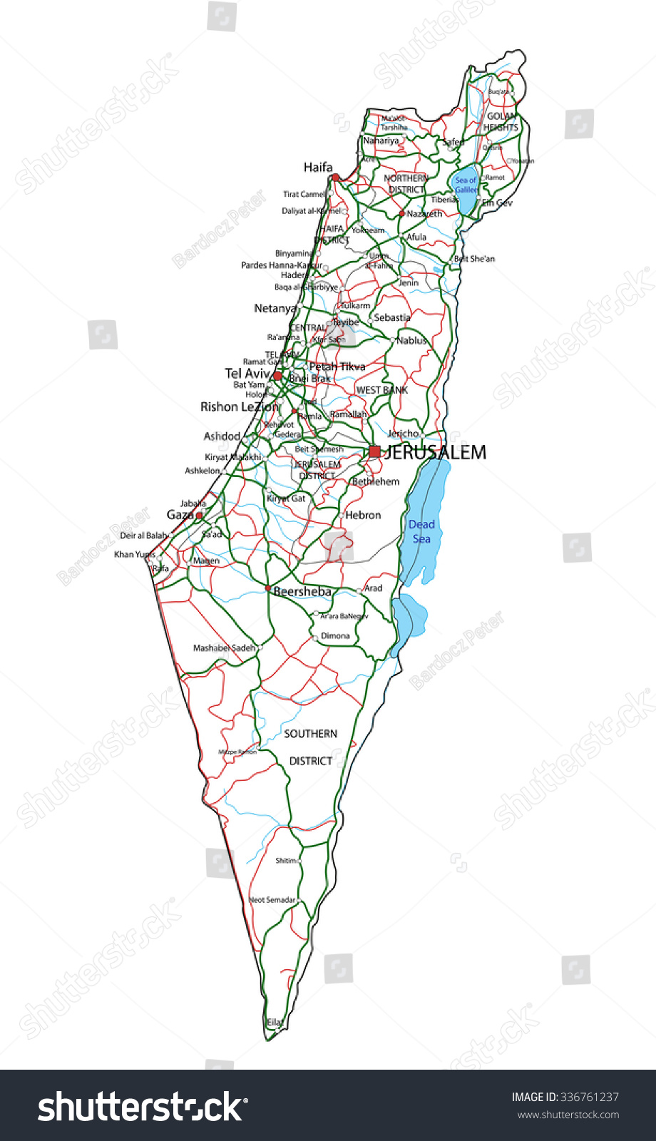 Israel Road Highway Map Vector Illustration Stock Vector (Royalty Free ...