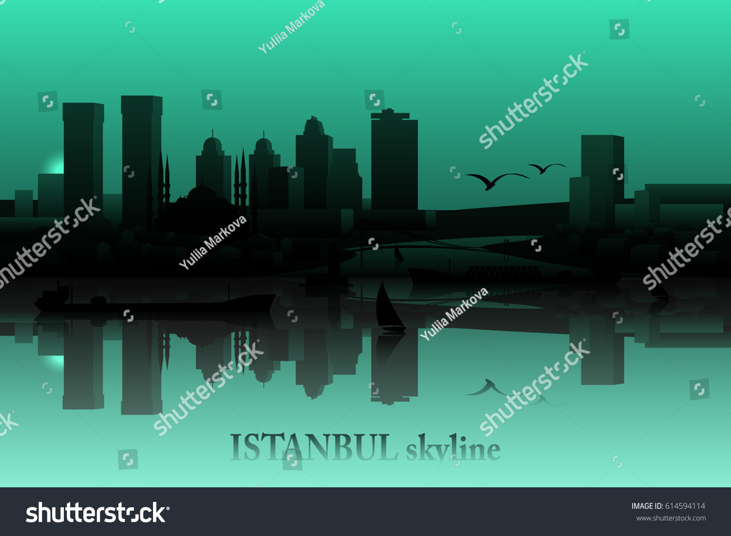 Istanbul Skyline Vector Silhouette 스톡 벡터(로열티 프리) 614594114 | Shutterstock