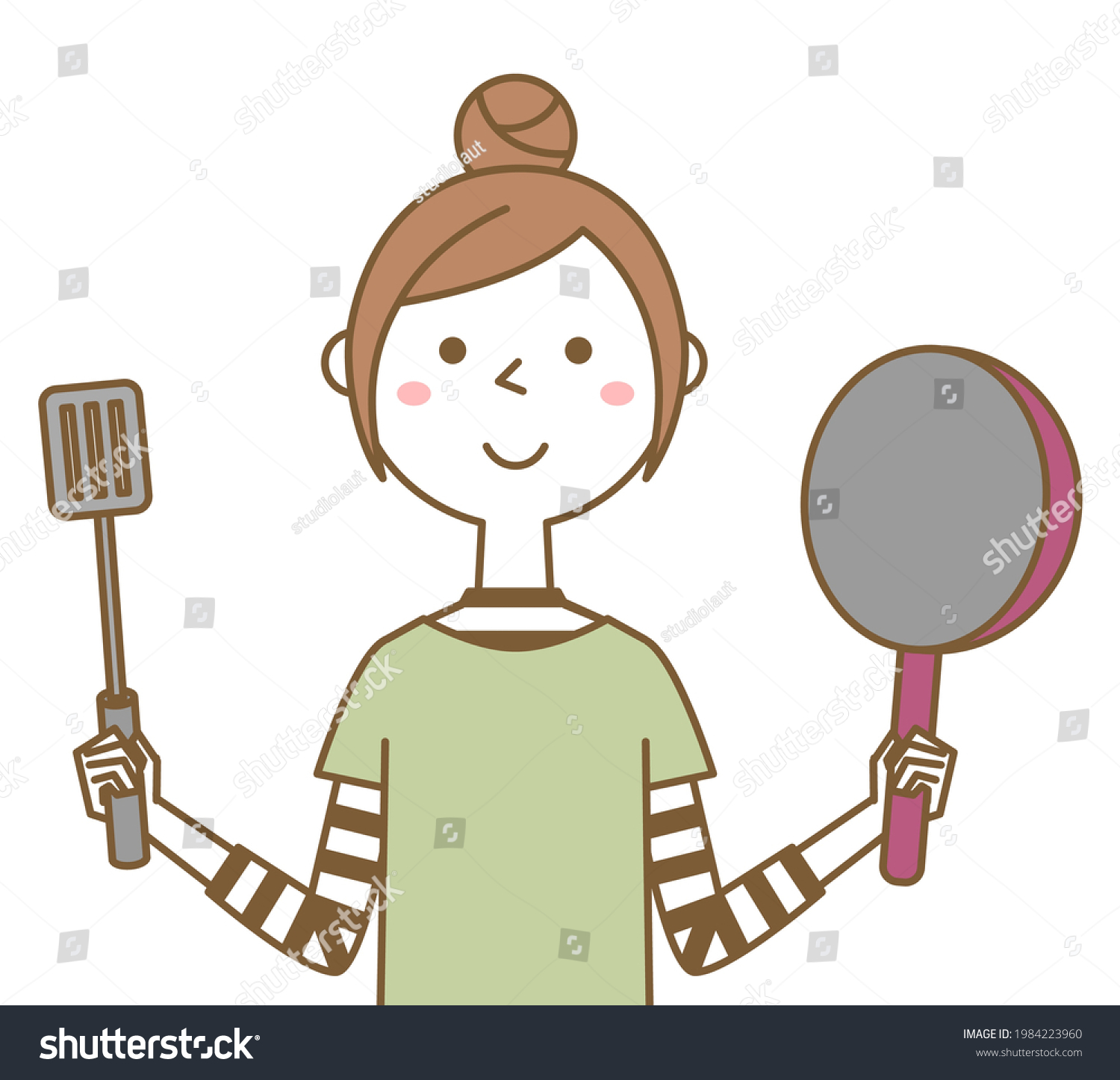 Illustration Young Woman Cooking Stock Vector Royalty Free 1984223960