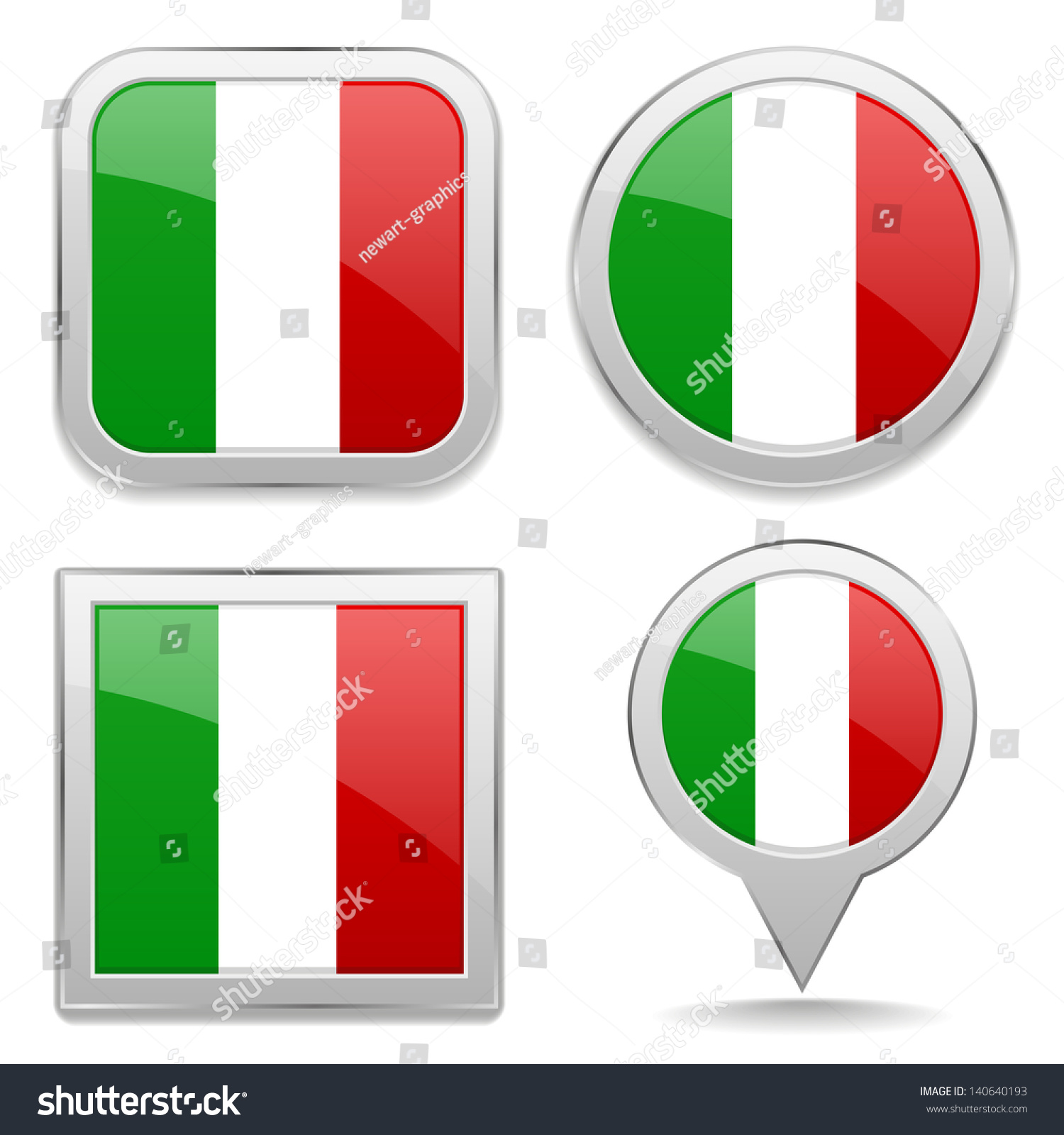 Italian Flag Buttons Stock Vector (Royalty Free) 140640193