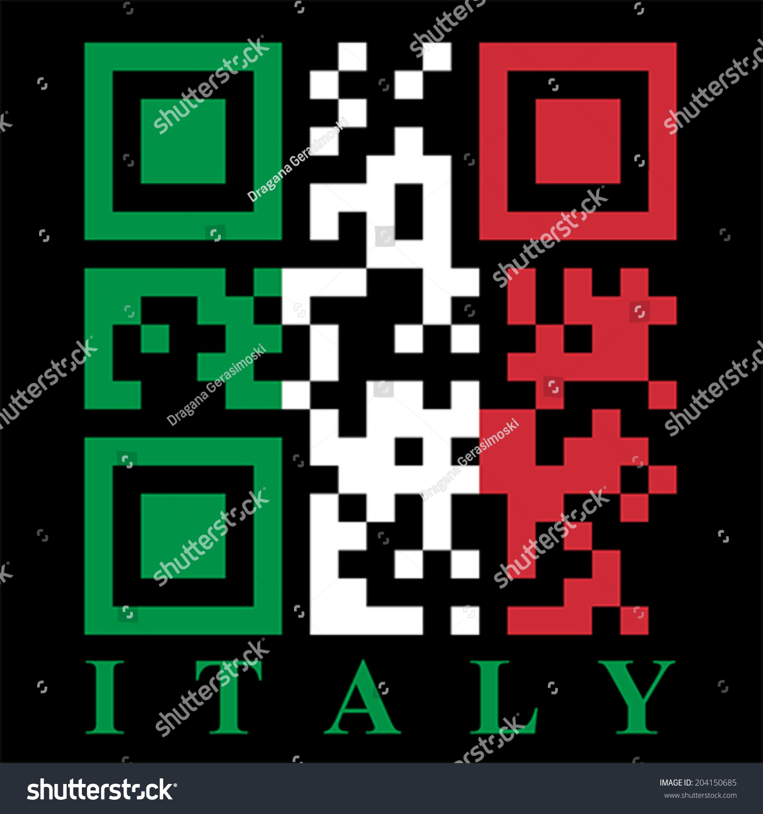 Italian Qr Code Flag Vector Stock Vector (Royalty Free) 204150685 ...