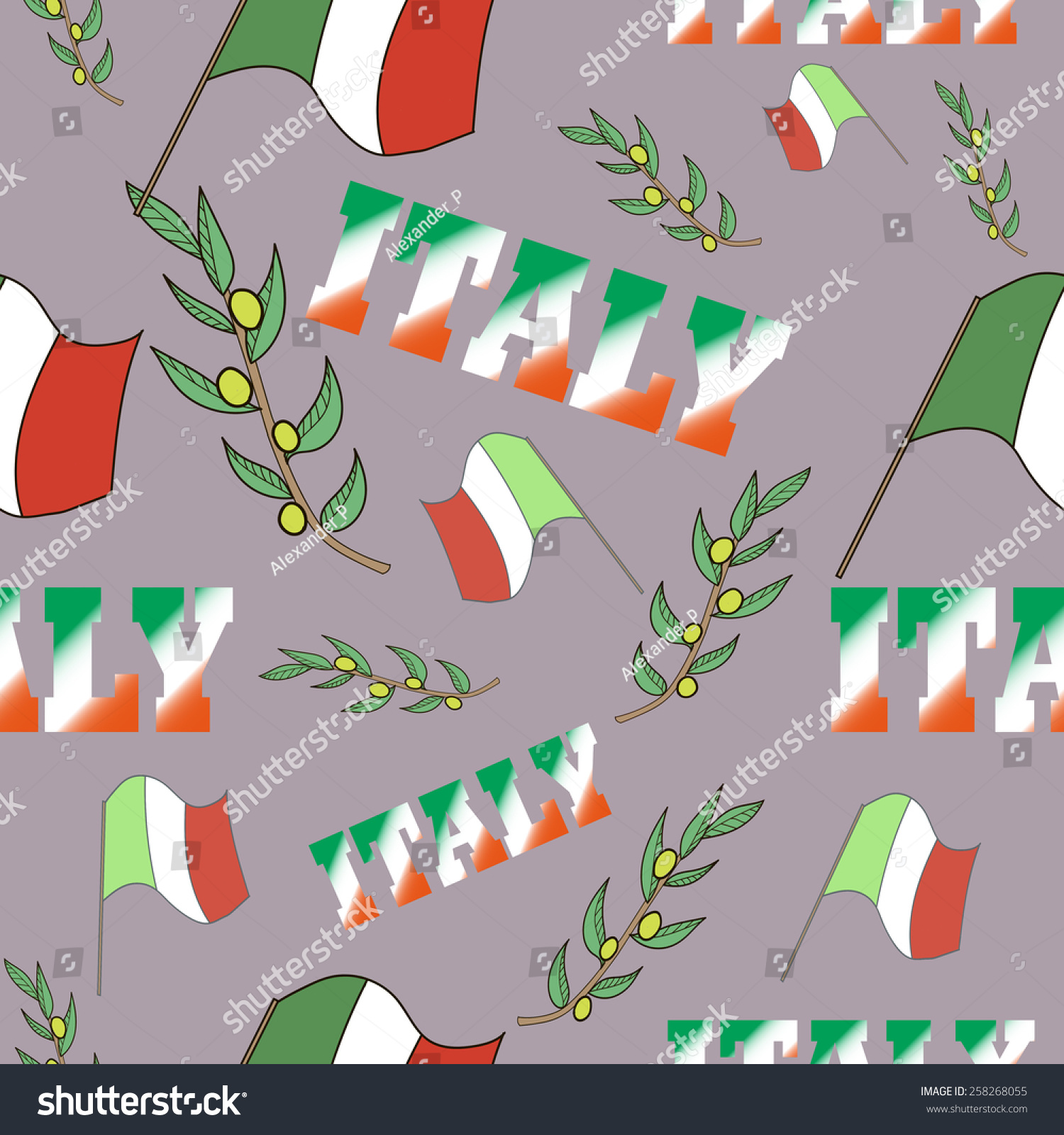 Italian Seamless Pattern Vector Illustration 2 Stock Vector (Royalty ...