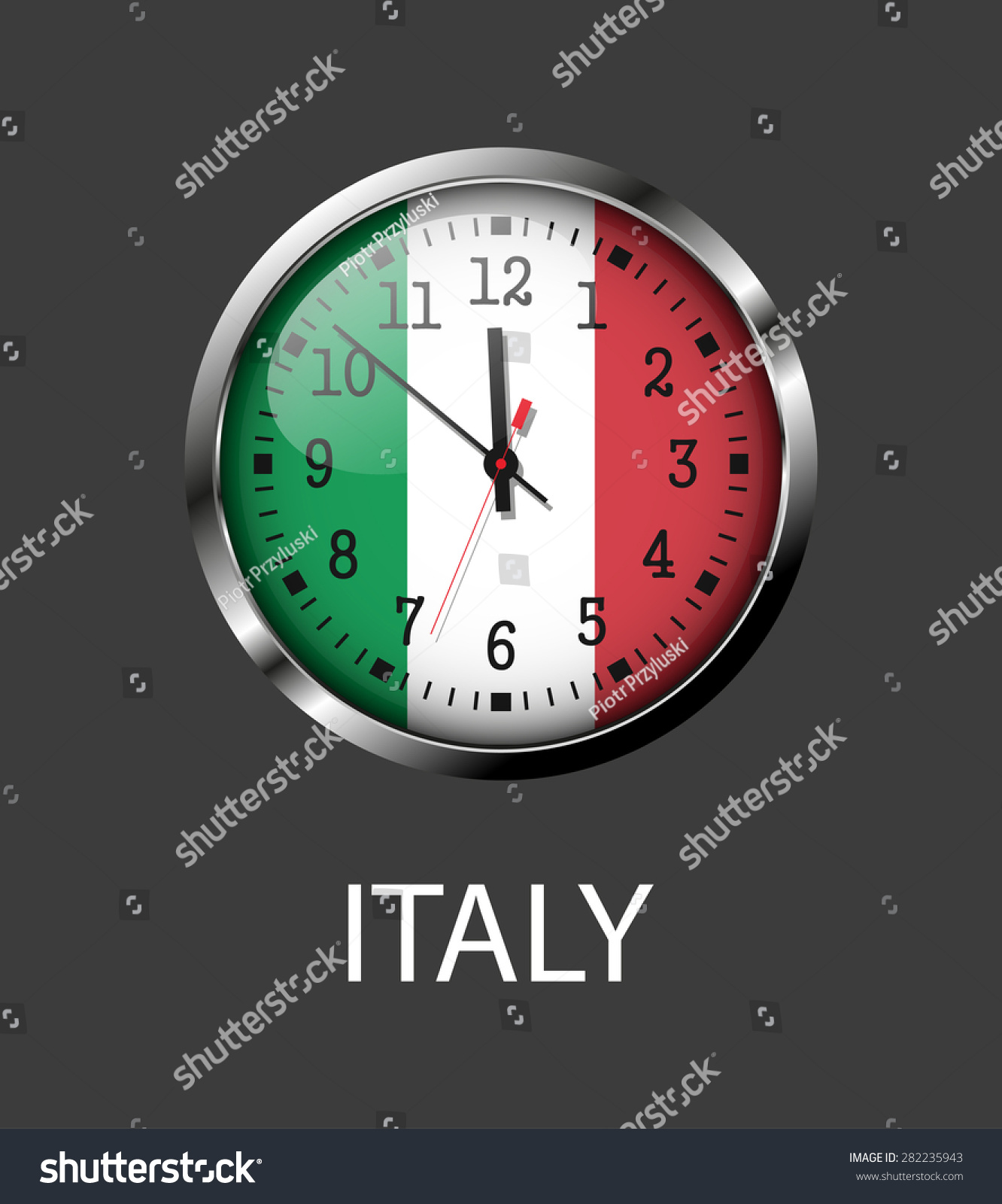 Italy Flag On Clock Face Vector: vector de stock (libre de regalías ...