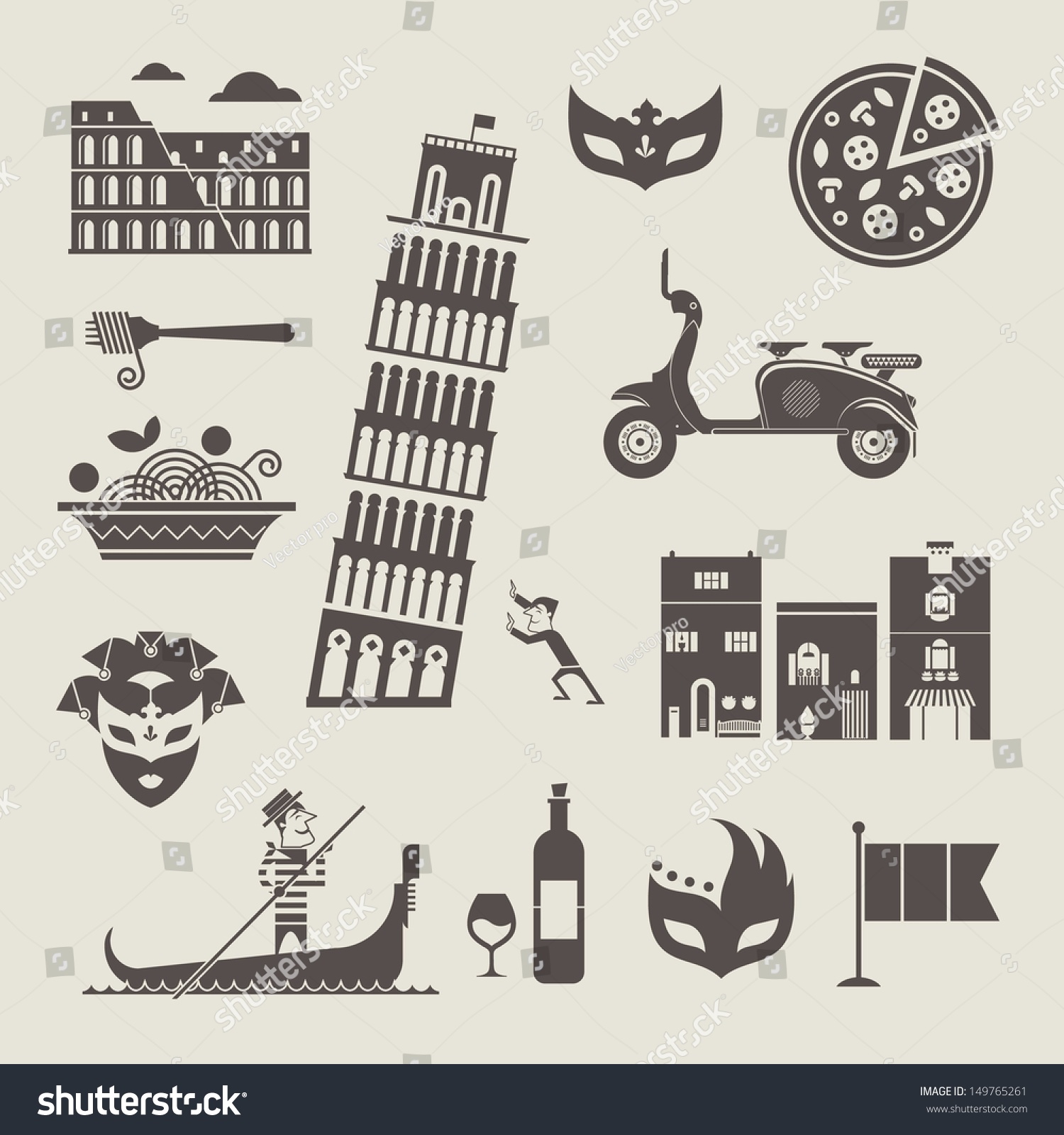 Italy Icons Stock Vector (Royalty Free) 149765261 | Shutterstock