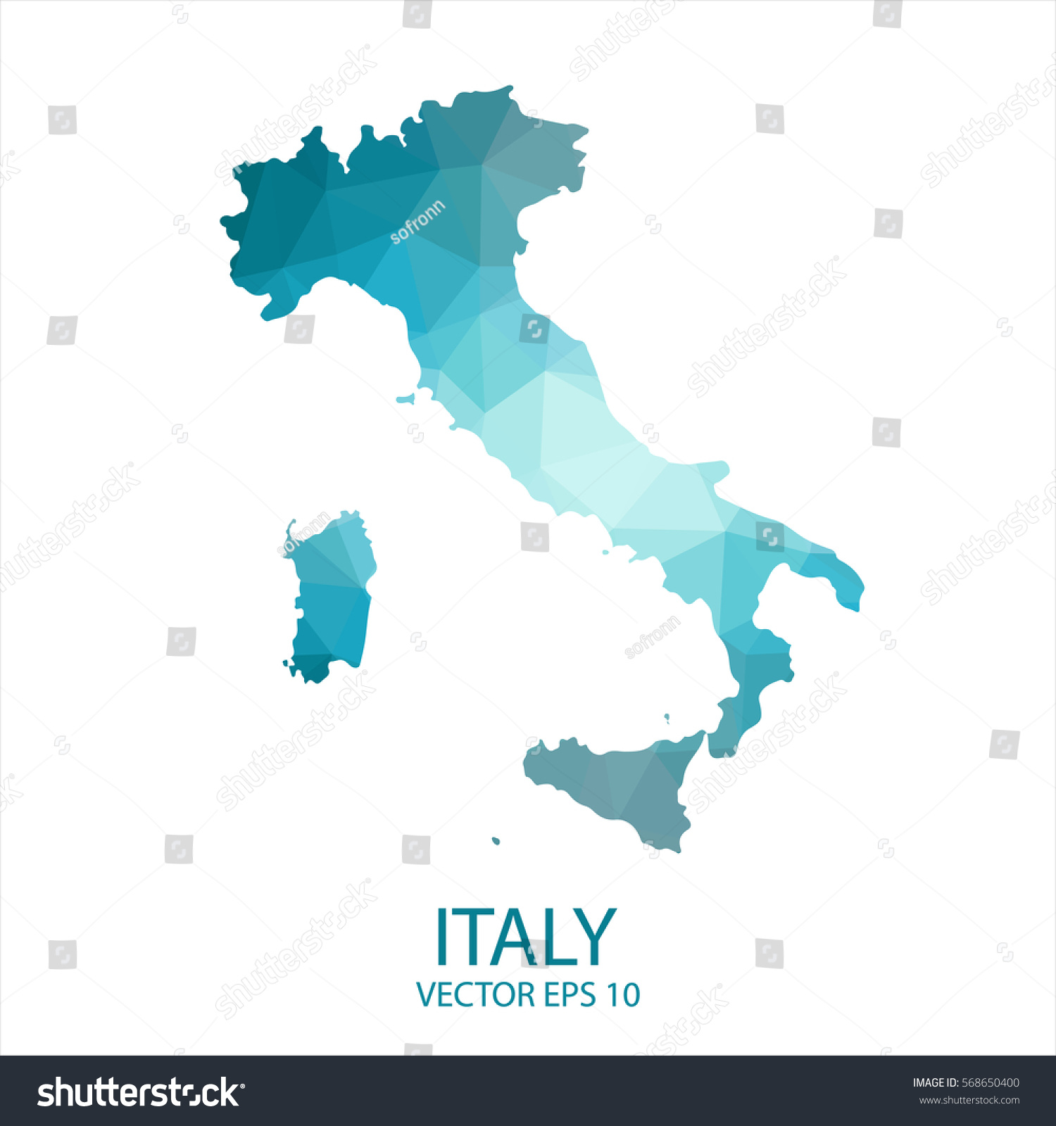 Italy Map Blue Geometric Rumpled Triangular Stock Vector (Royalty Free ...
