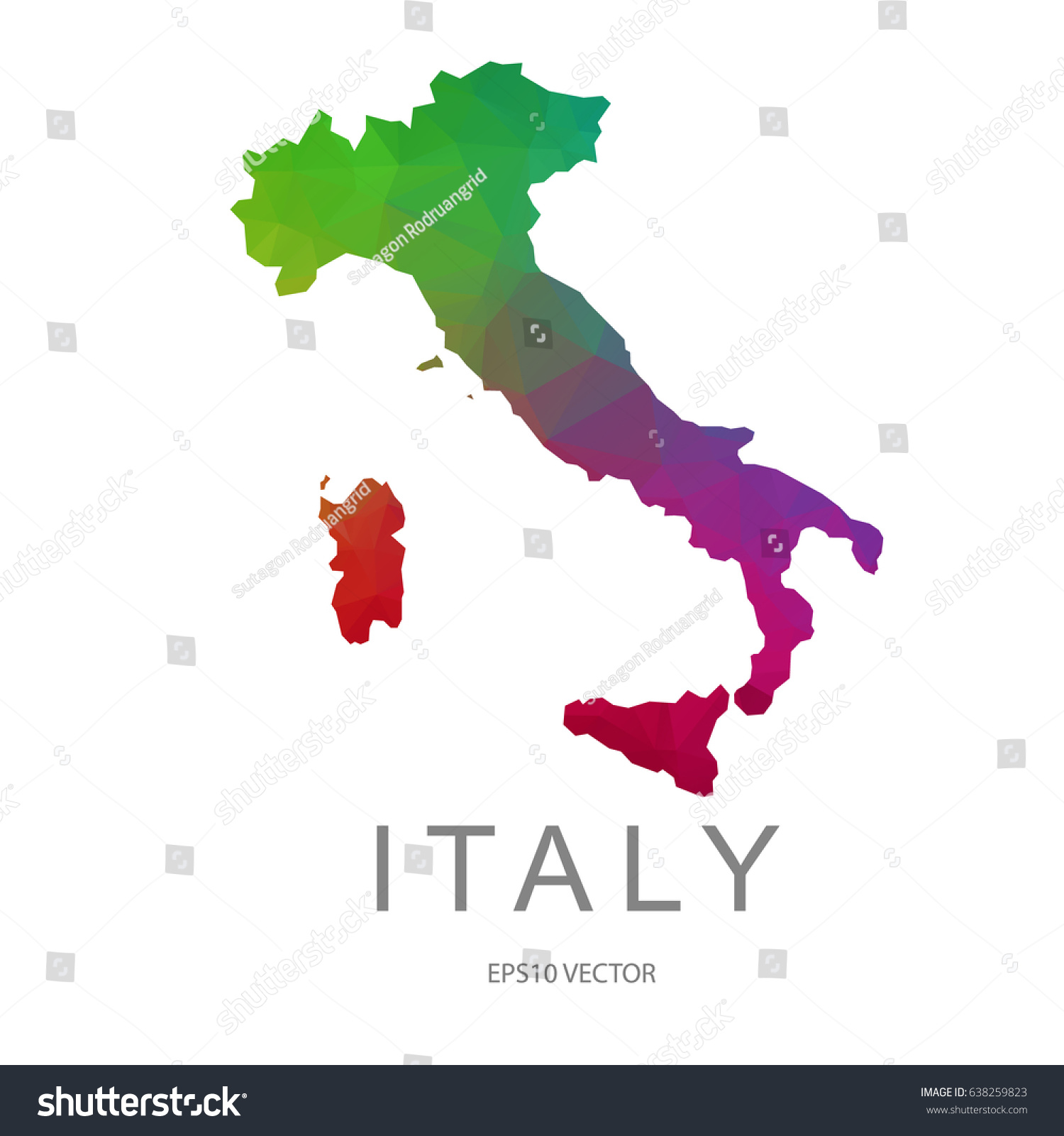 Italy Map Colorful Polygon Vector Illustrator: เวกเตอร์สต็อก (ปลอดค่า ...