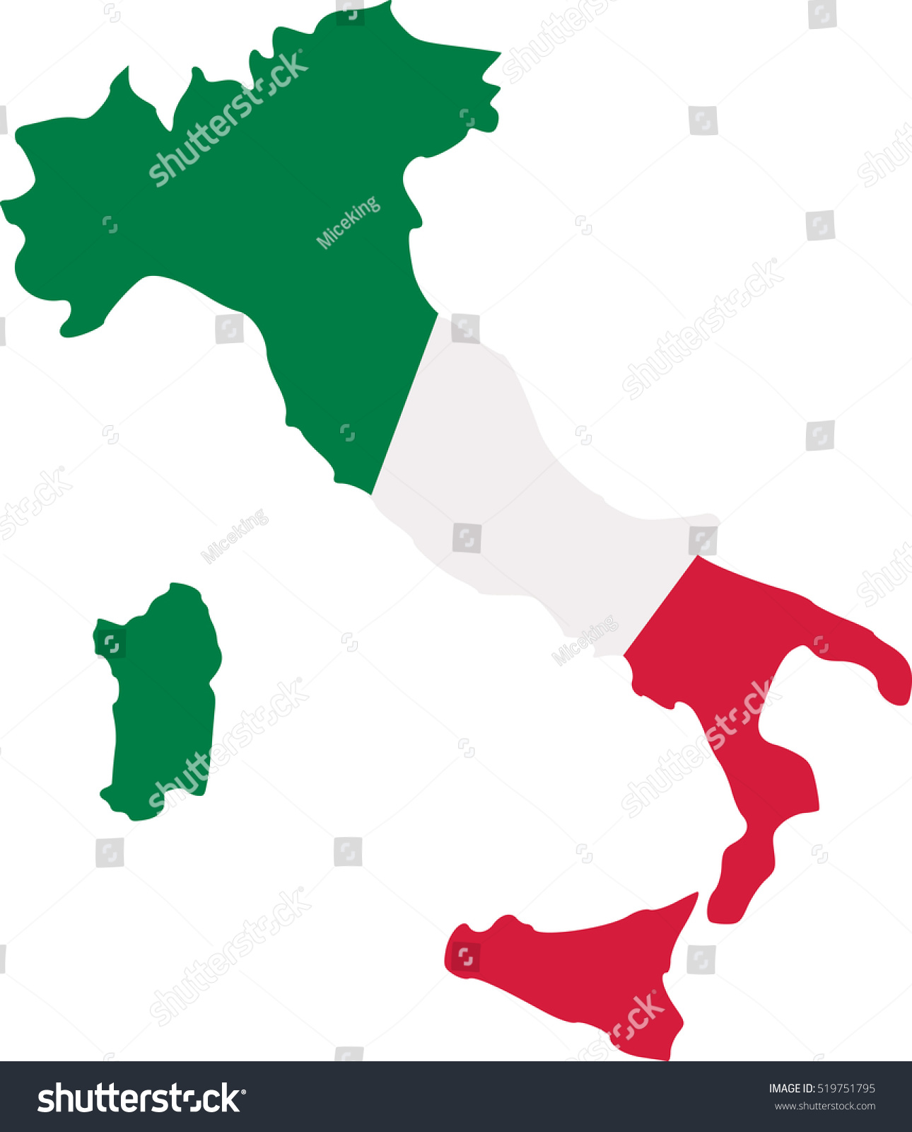 Italy Map Flag Stock Vector (Royalty Free) 519751795