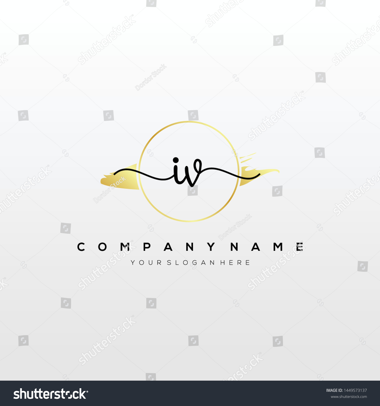 Iv Handwriting Initial Logo Template Vector Stock Vector (Royalty Free ...