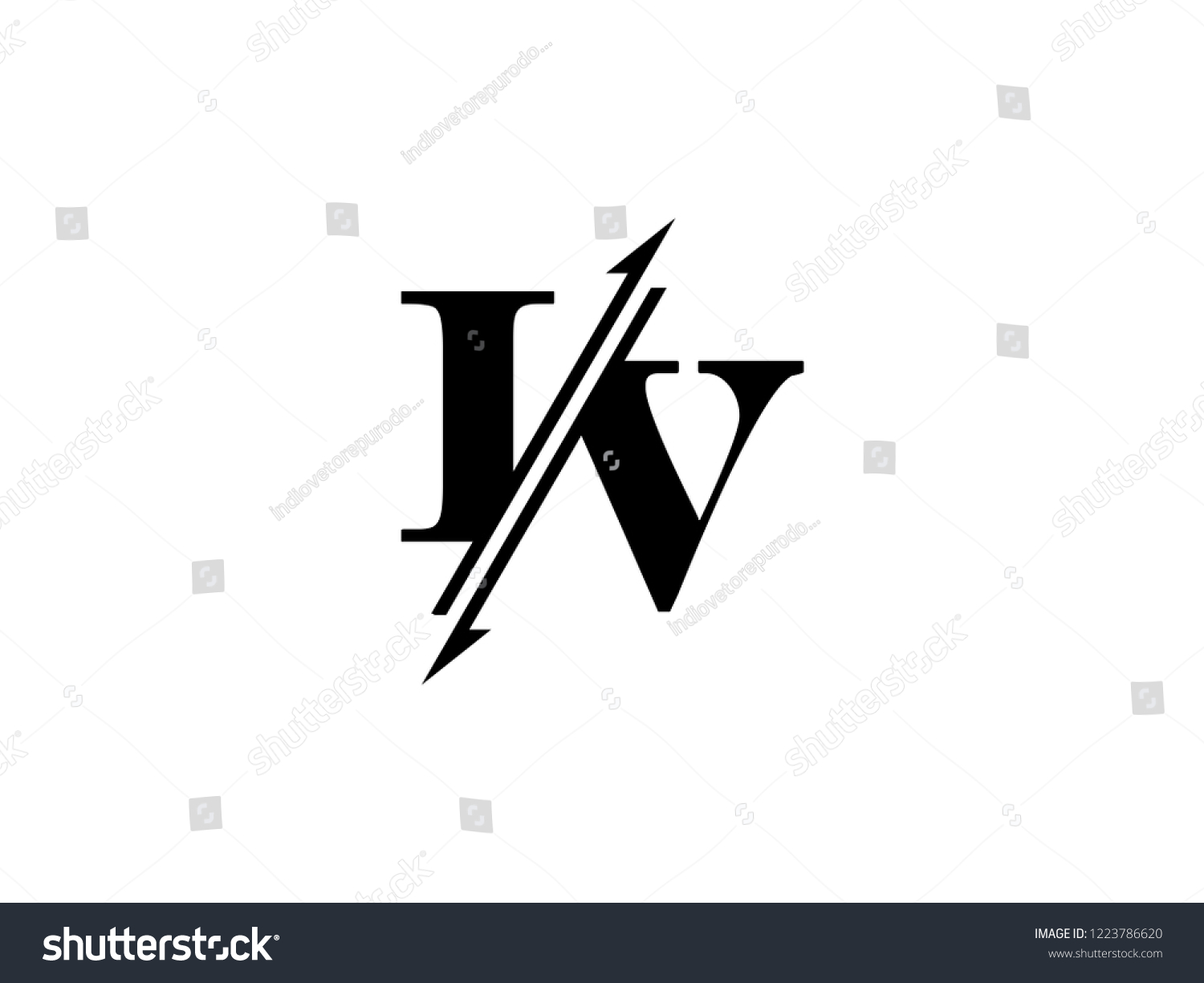 Iv Initials Logo Sliced Stock Vector (Royalty Free) 1223786620