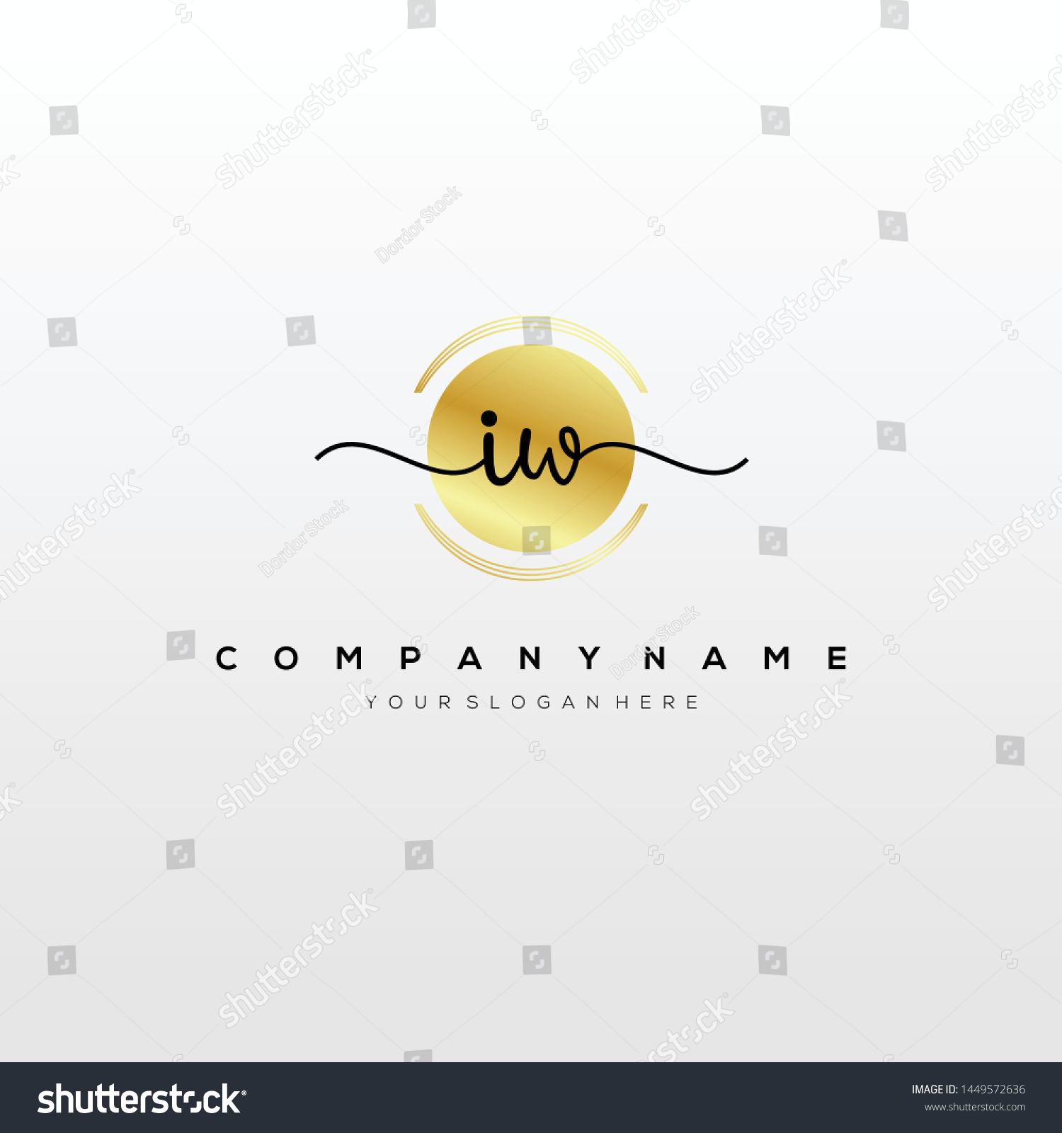Iw Handwriting Initial Logo Template Vector Stock Vector (Royalty Free ...