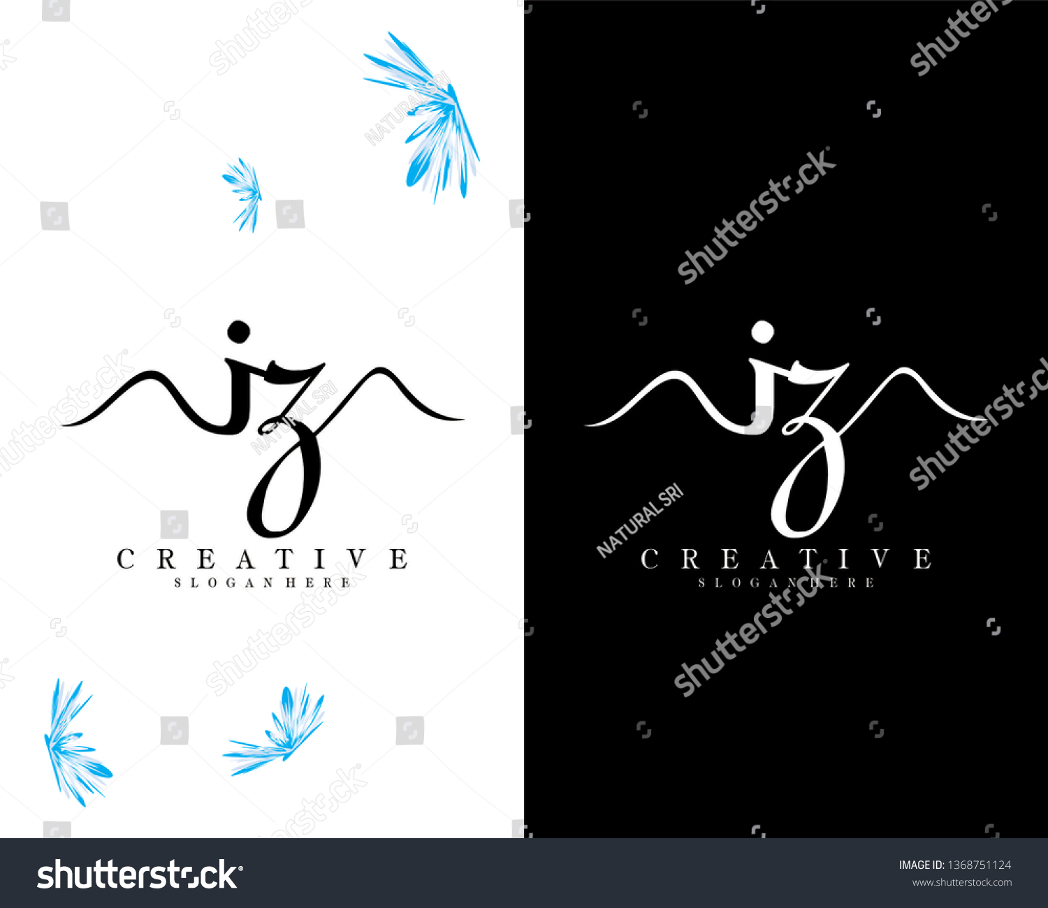 Izzi Letter Creative Logo Design Vector: เวกเตอร์สต็อก (ปลอดค่า ...
