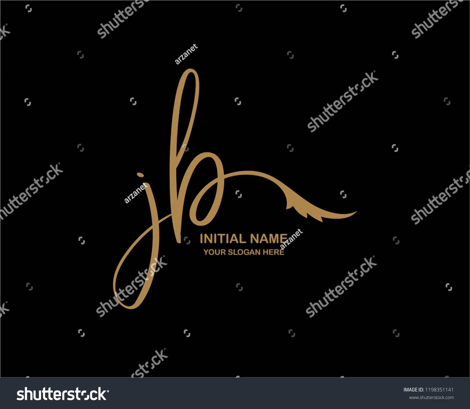 J B Initial Handwriting Logo Template Stock Vector (Royalty Free ...