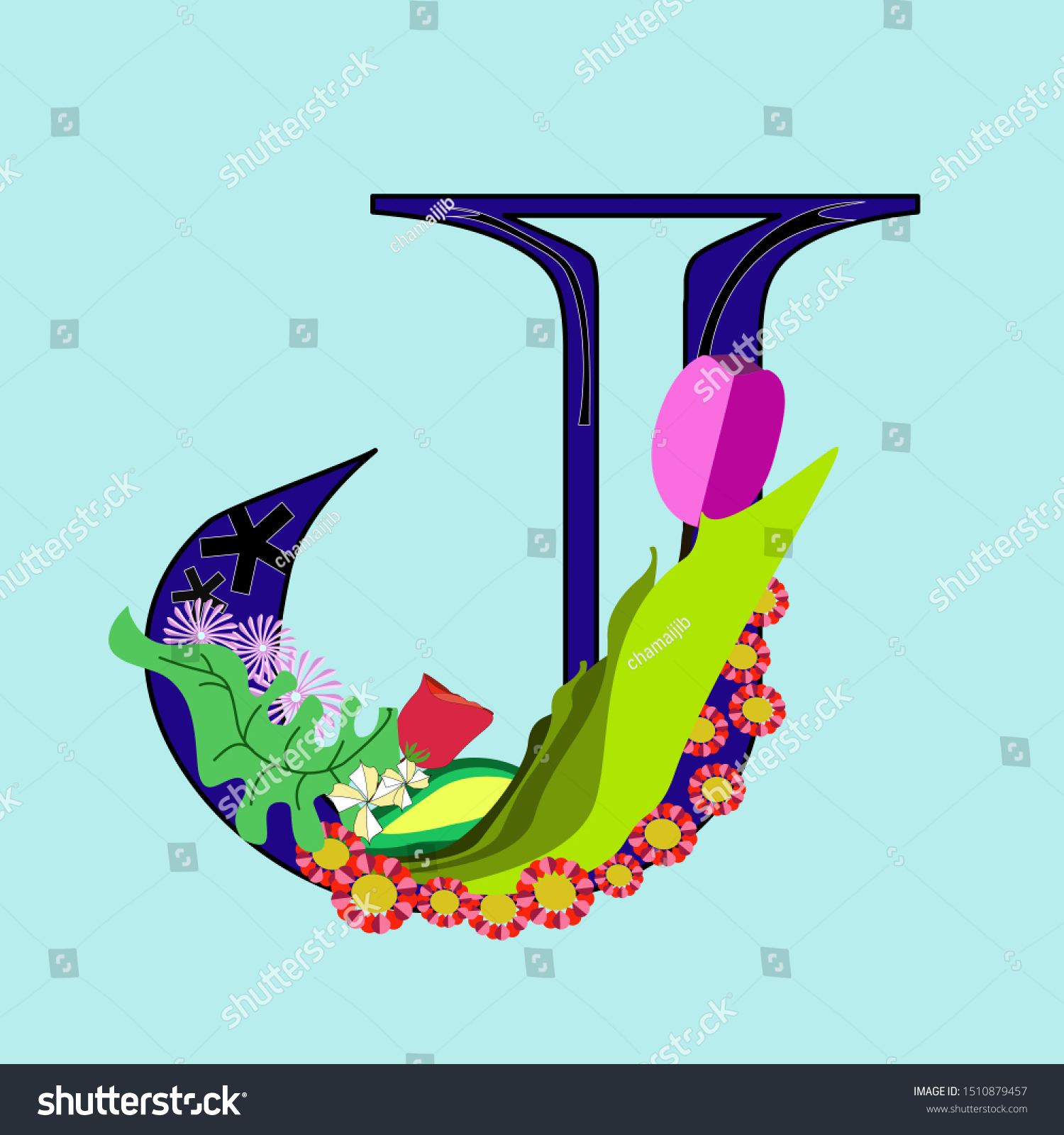 J Font Vector Flowers Stock Vector (Royalty Free) 1510879457 | Shutterstock