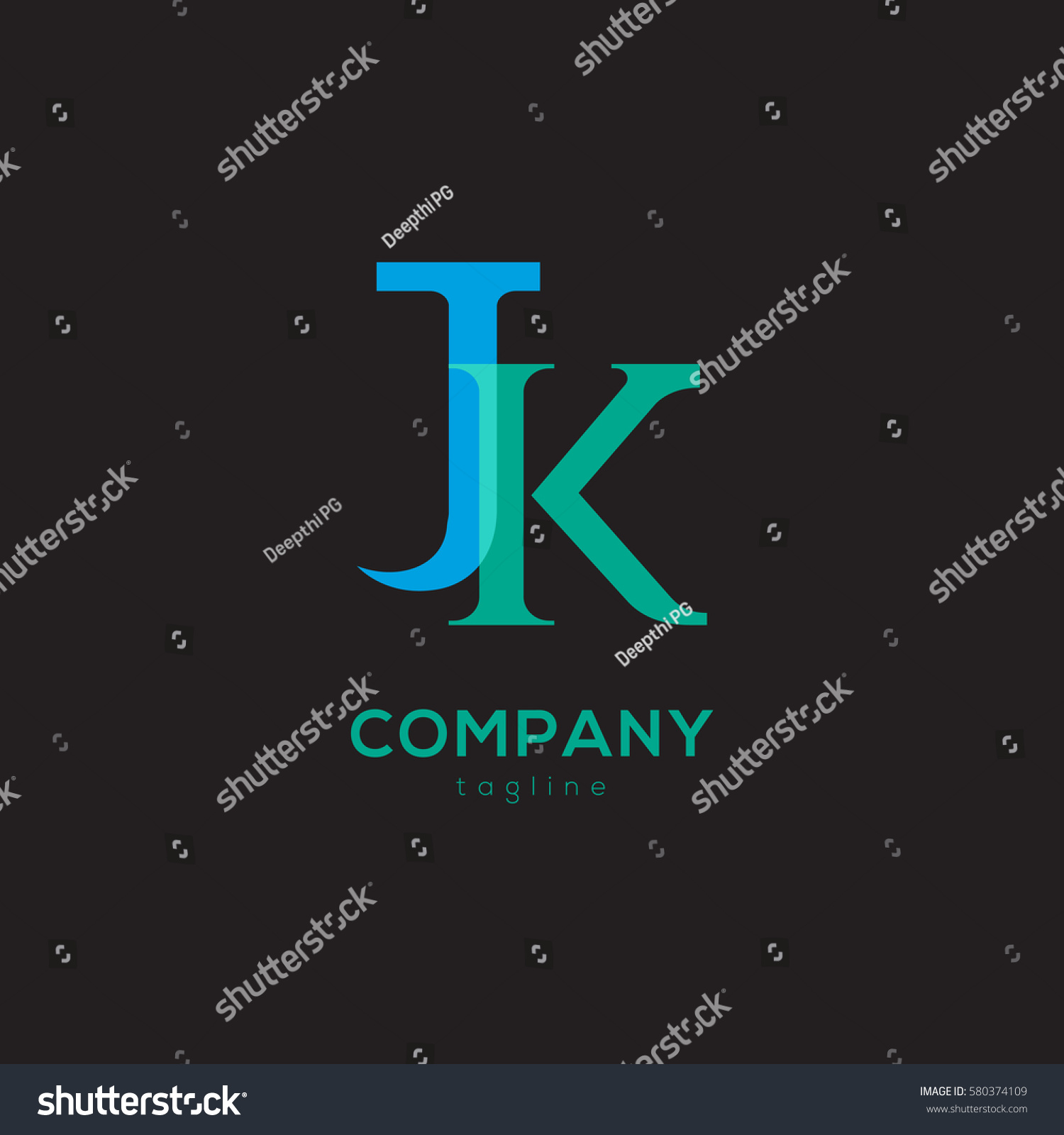 J K Letter Logo Design Vector Stock Vector (Royalty Free) 580374109