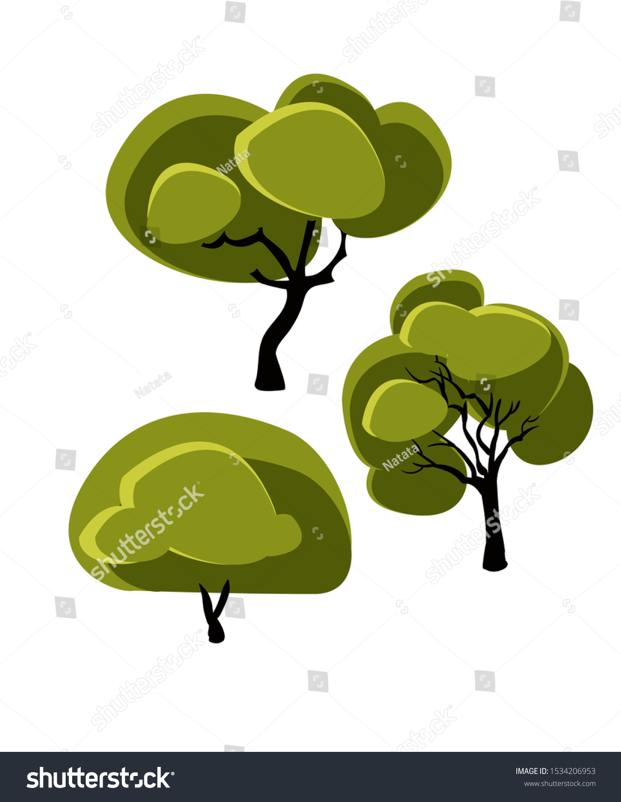 Jacaranda Vector Cartoon Tree Set Design: vetor stock (livre de ...