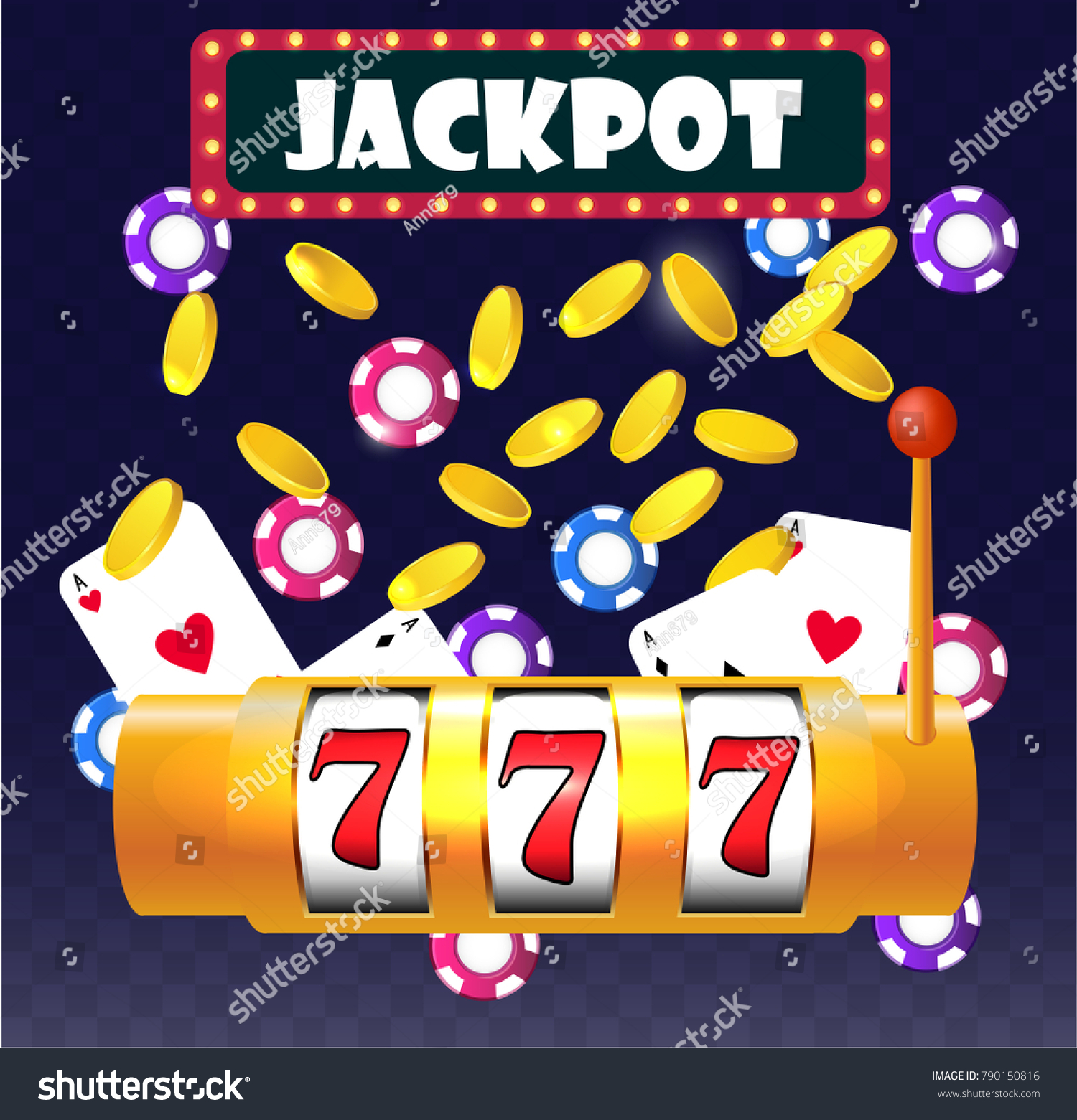 Jackpot Win Vector Illustration Gold Coins Stock Vector (Royalty Free ...