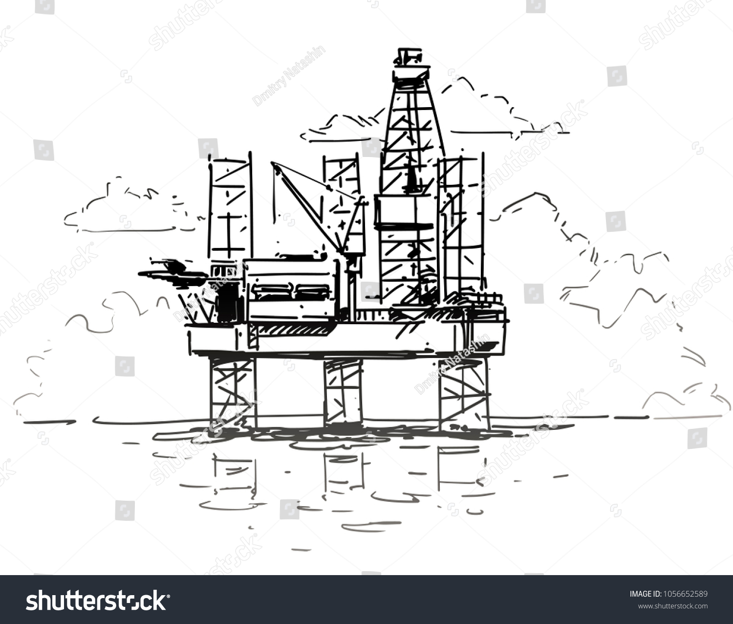 Jackup Rig Sketch Stock Vector (Royalty Free) 1056652589 - Shutterstock