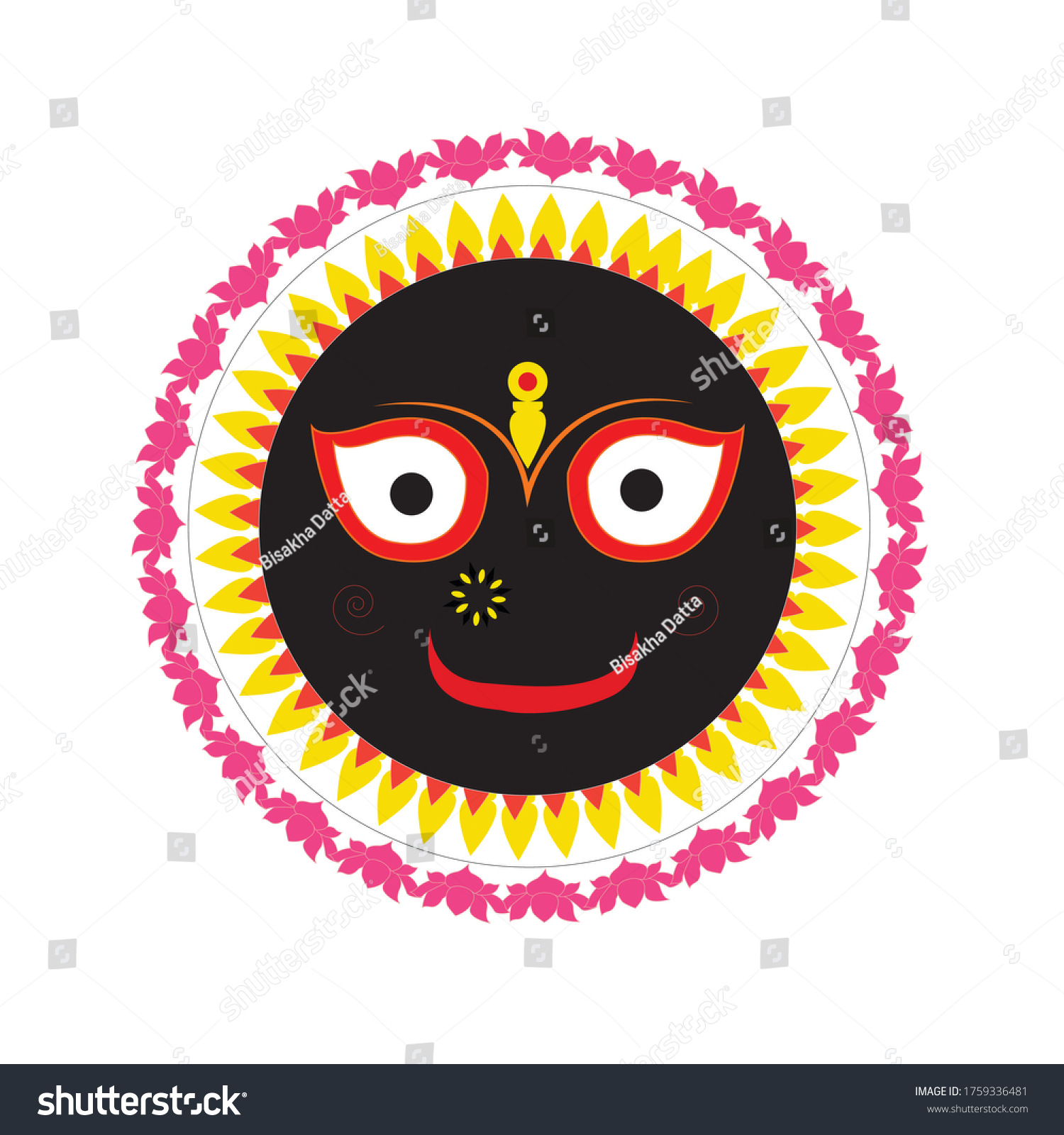 Jagannath Face Vector Graphics Illustration Stock Vector (Royalty Free ...