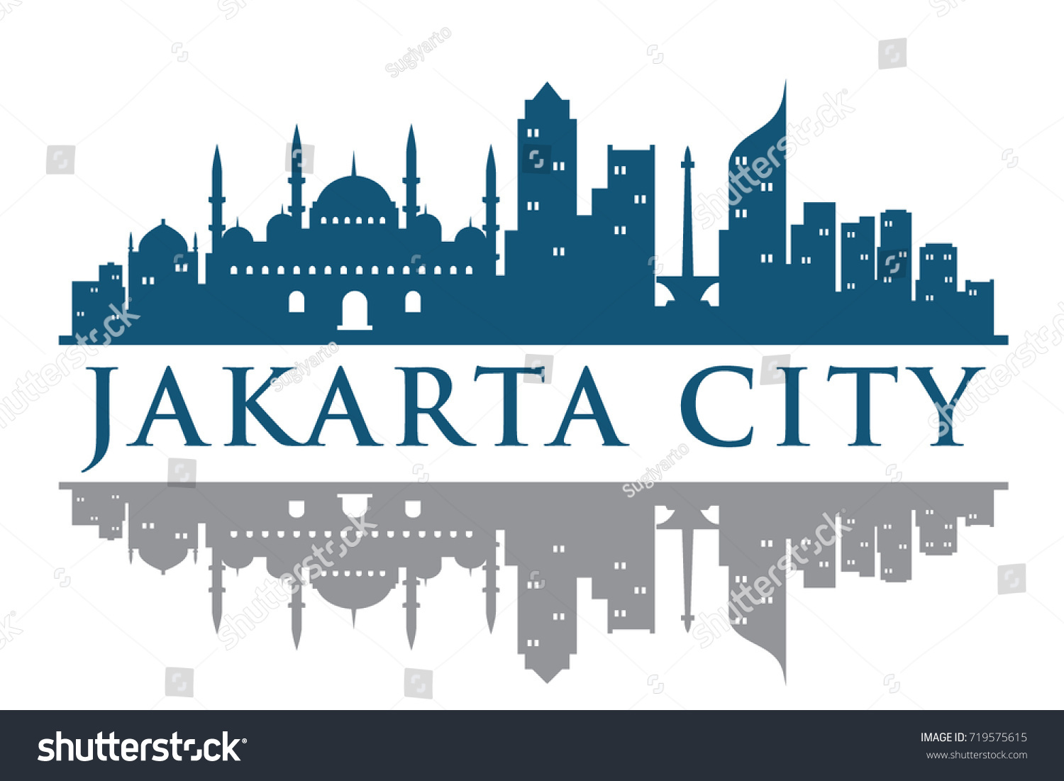Jakarta Building Landmark Skyline Vector Logo Stock Vector (Royalty ...