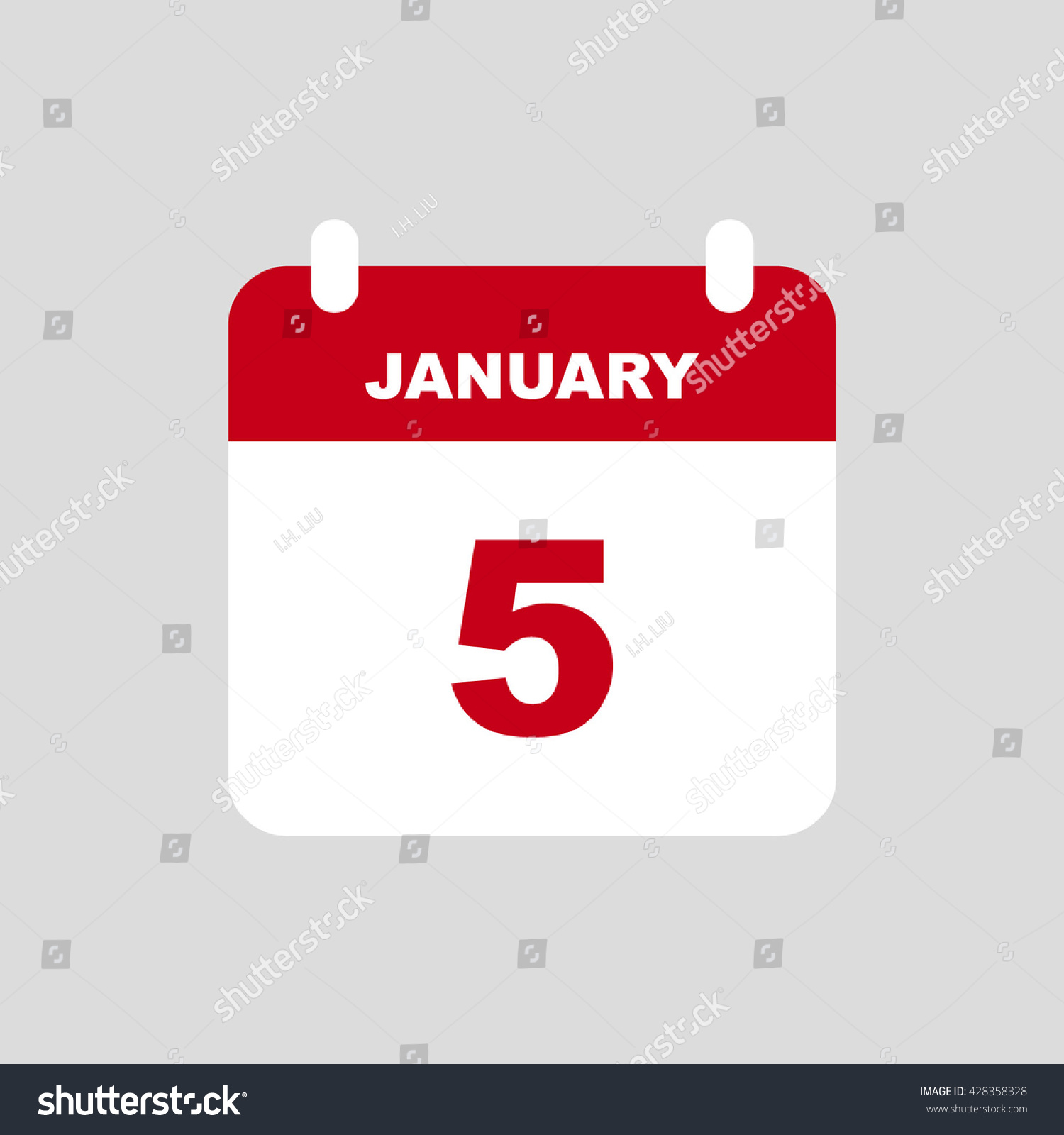 January 5 Calendar Icon Stock Vector (Royalty Free) 428358328 ...