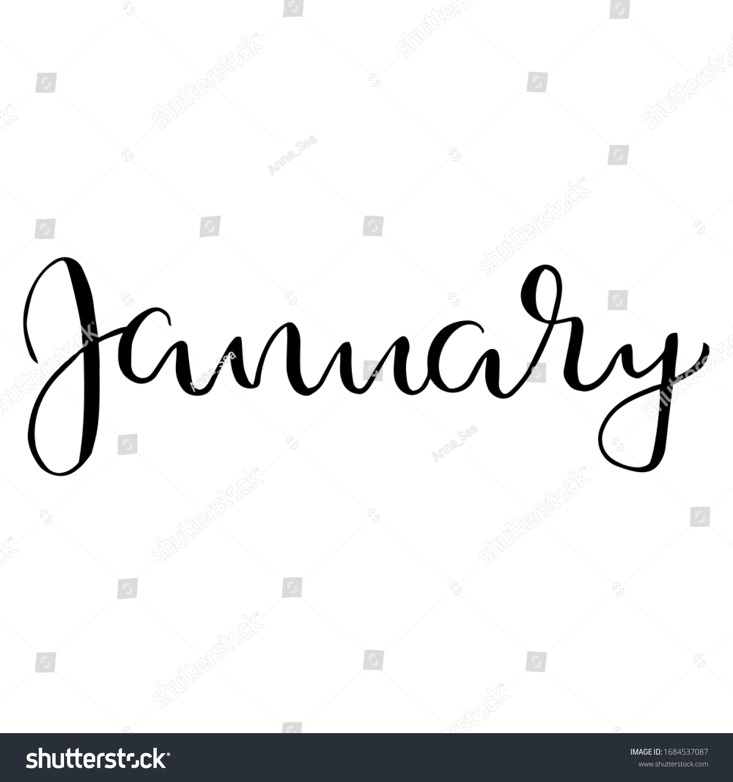 January Handwritten Text Modern Calligraphy Vector Stock Vector ...