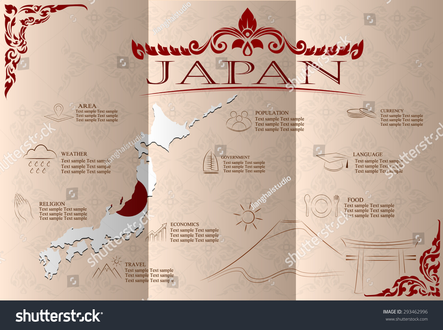 Japan Infographics Statistical Data Sights Vector: Stock-Vektorgrafik ...