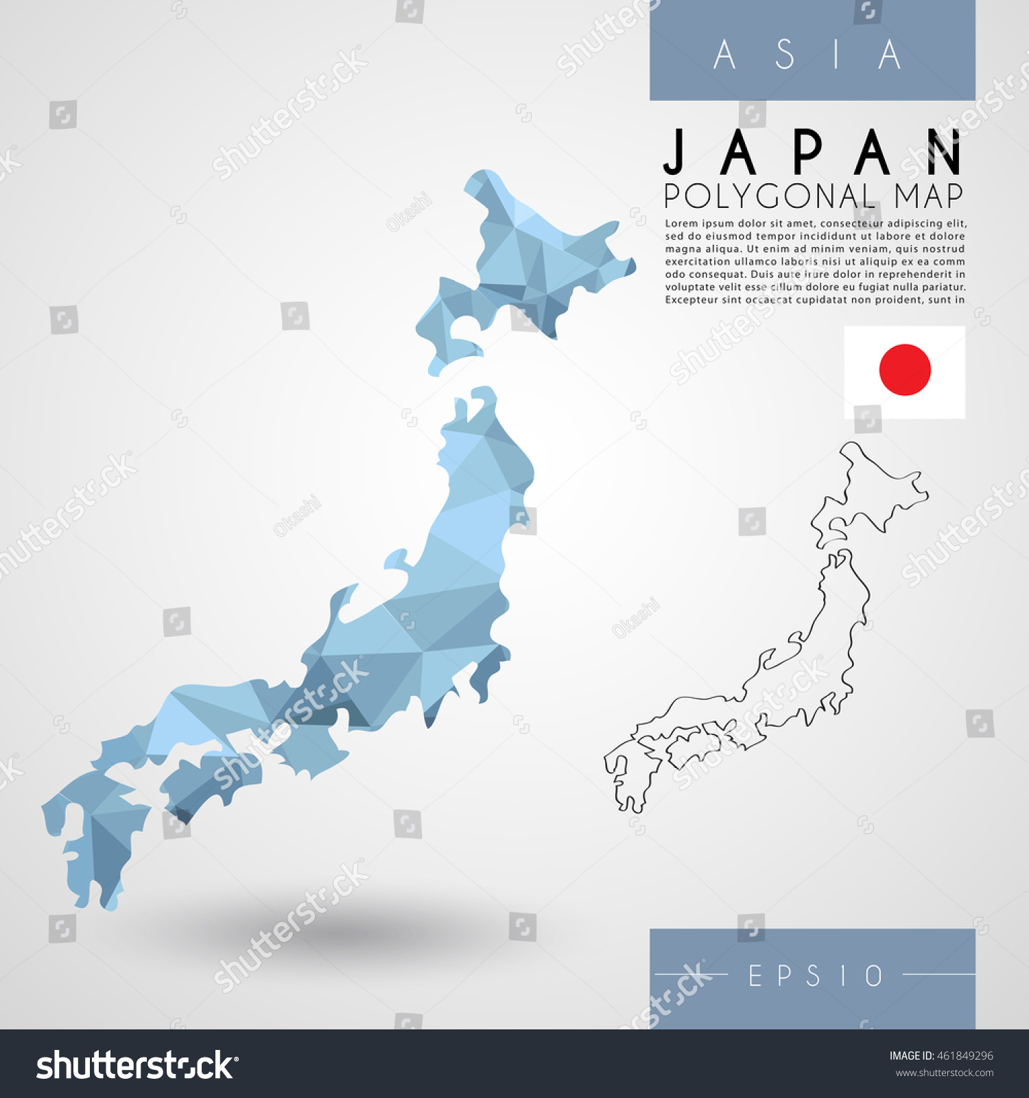 Japan Low Poly Map Vector Illustration Stock Vector (Royalty Free ...