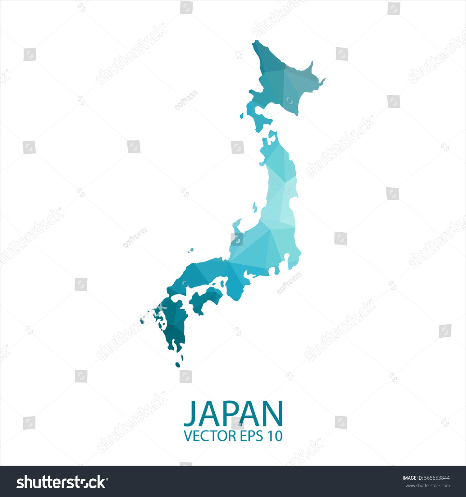 Japan Map Blue Geometric Rumpled Triangular Stock Vector (Royalty Free ...