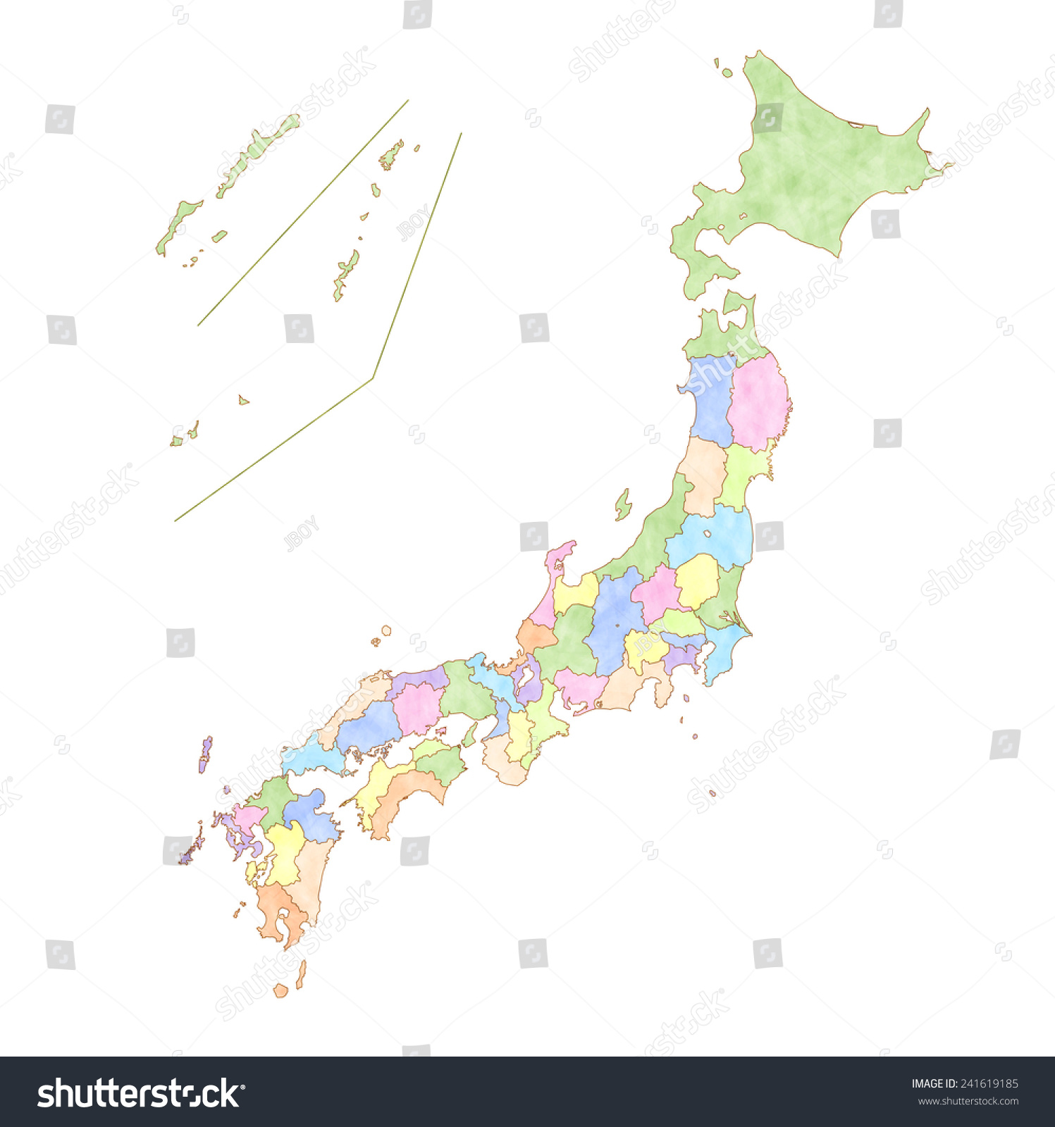 Japan Map Countries Stock Vector (Royalty Free) 241619185 | Shutterstock
