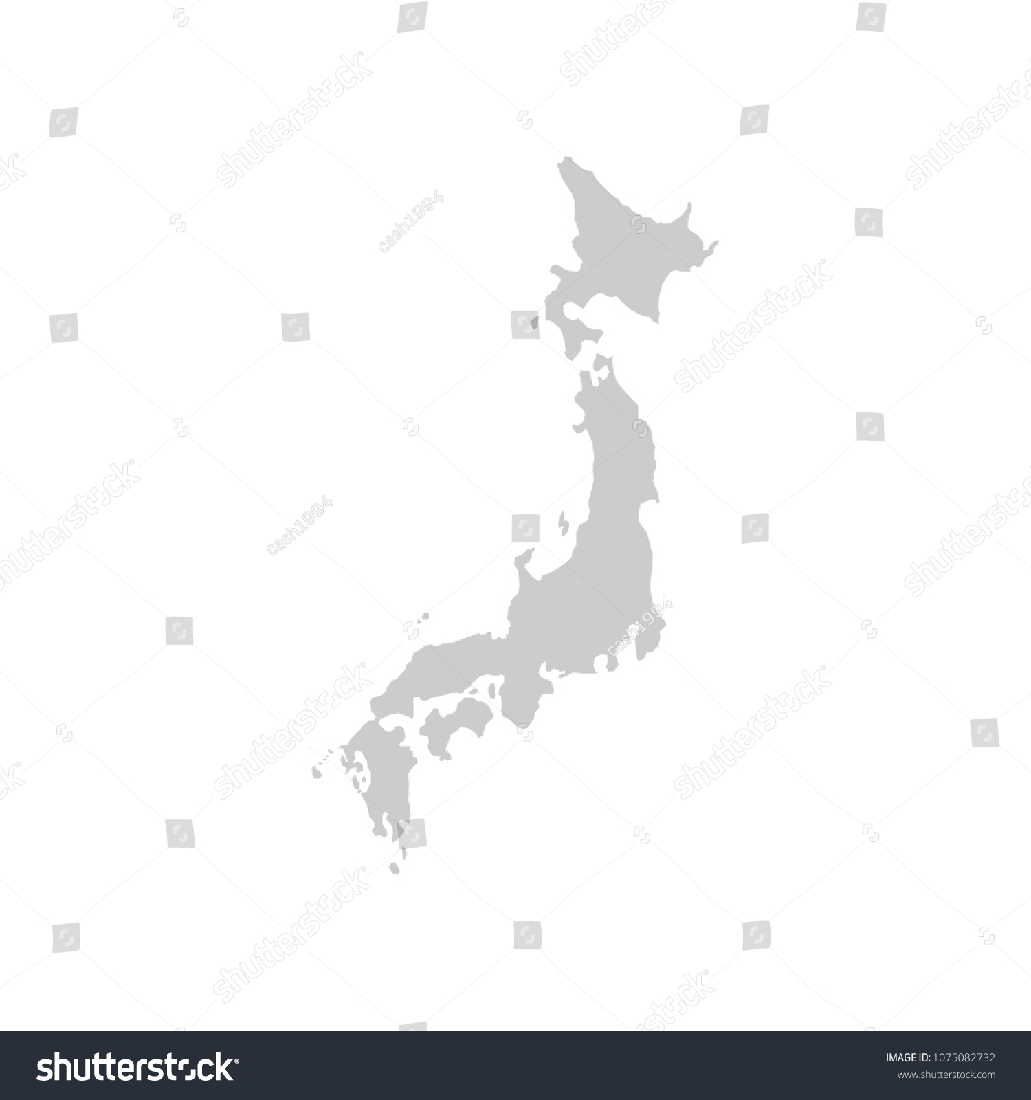Japan Map Gray Stock Vector (Royalty Free) 1075082732