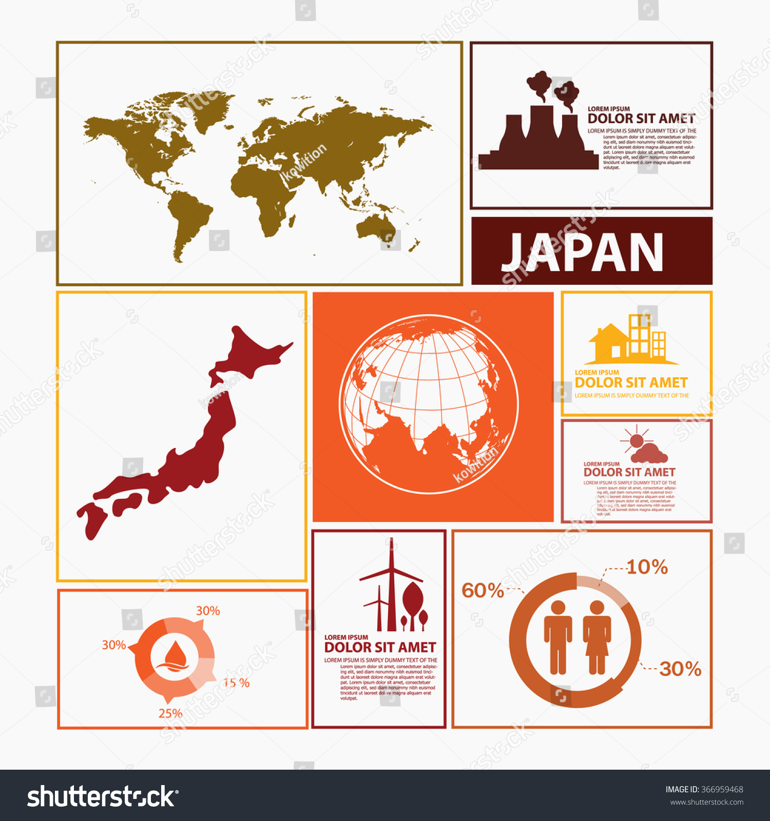 Japan Map Infographic Stock Vector (Royalty Free) 366959468 | Shutterstock