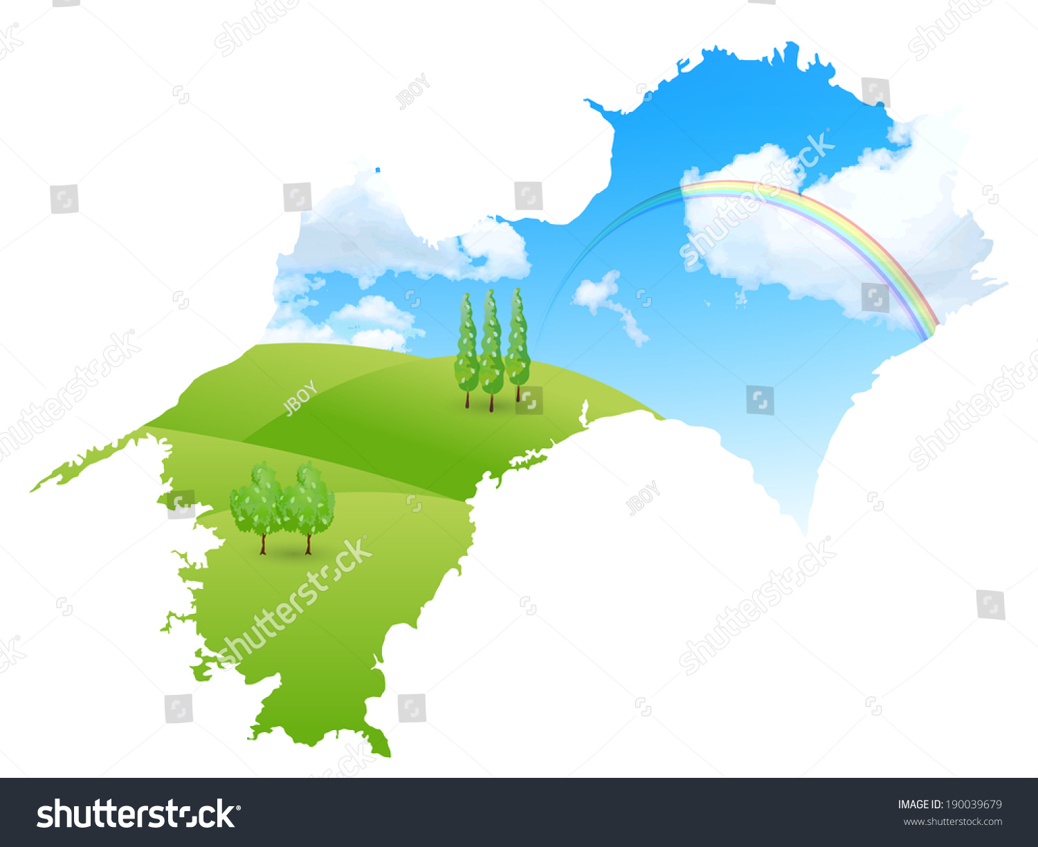 Japan Map Landscape: เวกเตอร์สต็อก (ปลอดค่าลิขสิทธิ์) 190039679 ...