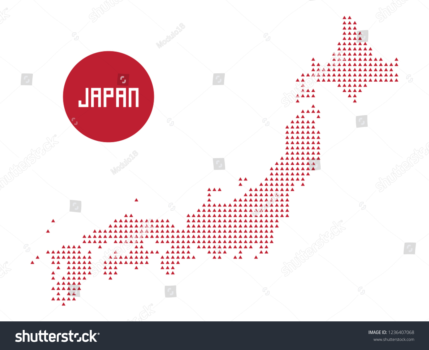 Japan Map Red Triangle Dot Halftone Stock Vector (Royalty Free ...