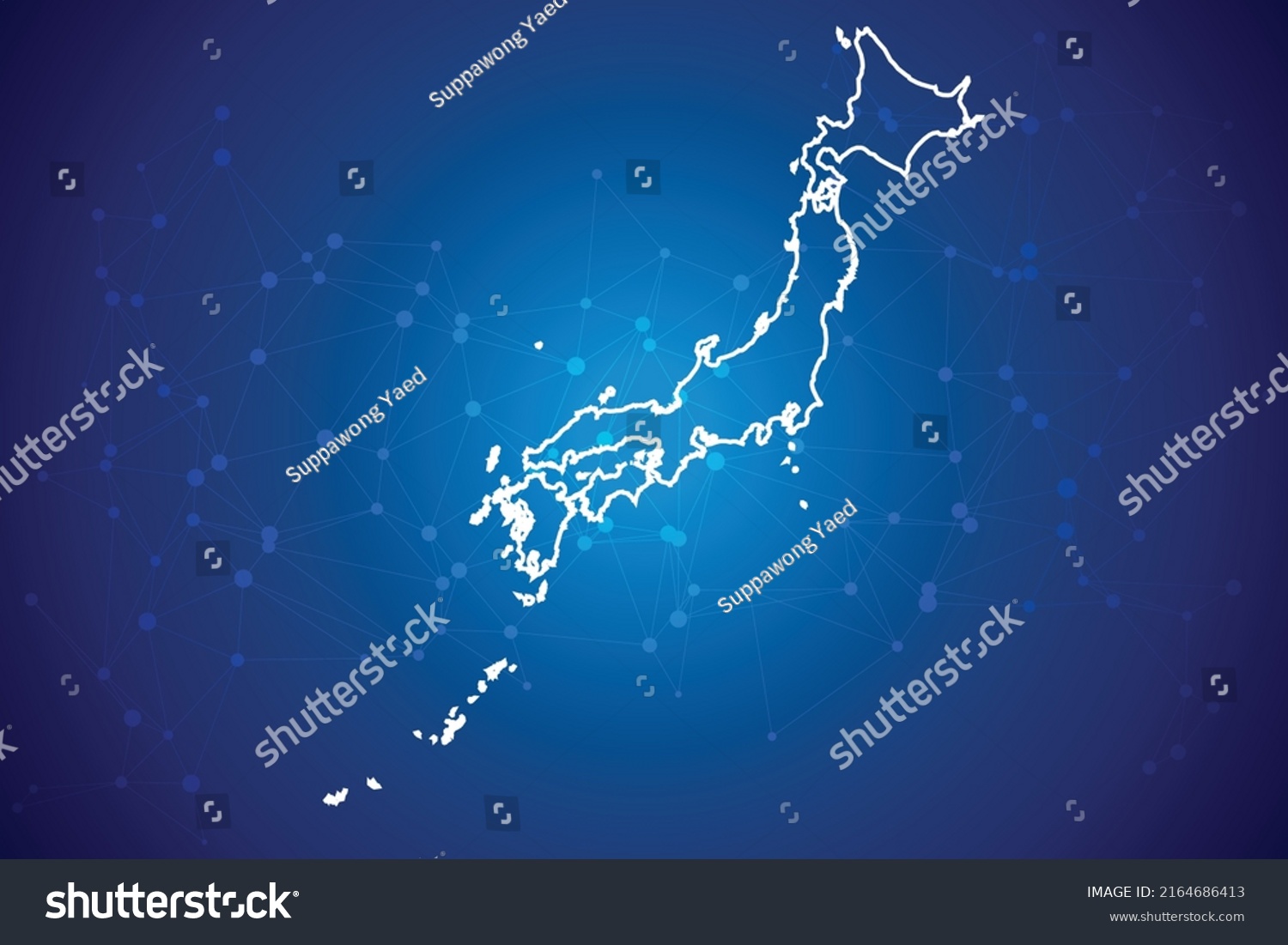 Japan Map Technology Network Connection Background Stock Vector ...