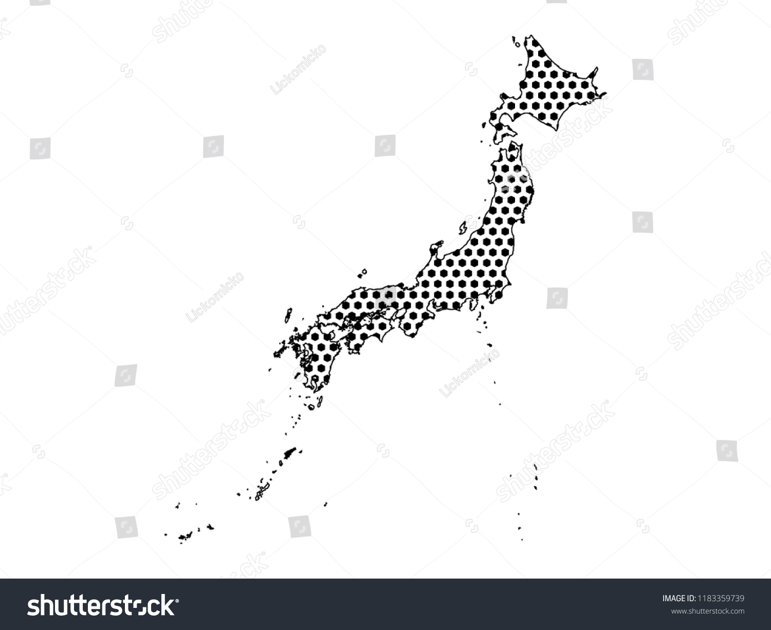 Japan Pixel Map: vector de stock (libre de regalías) 1183359739 ...