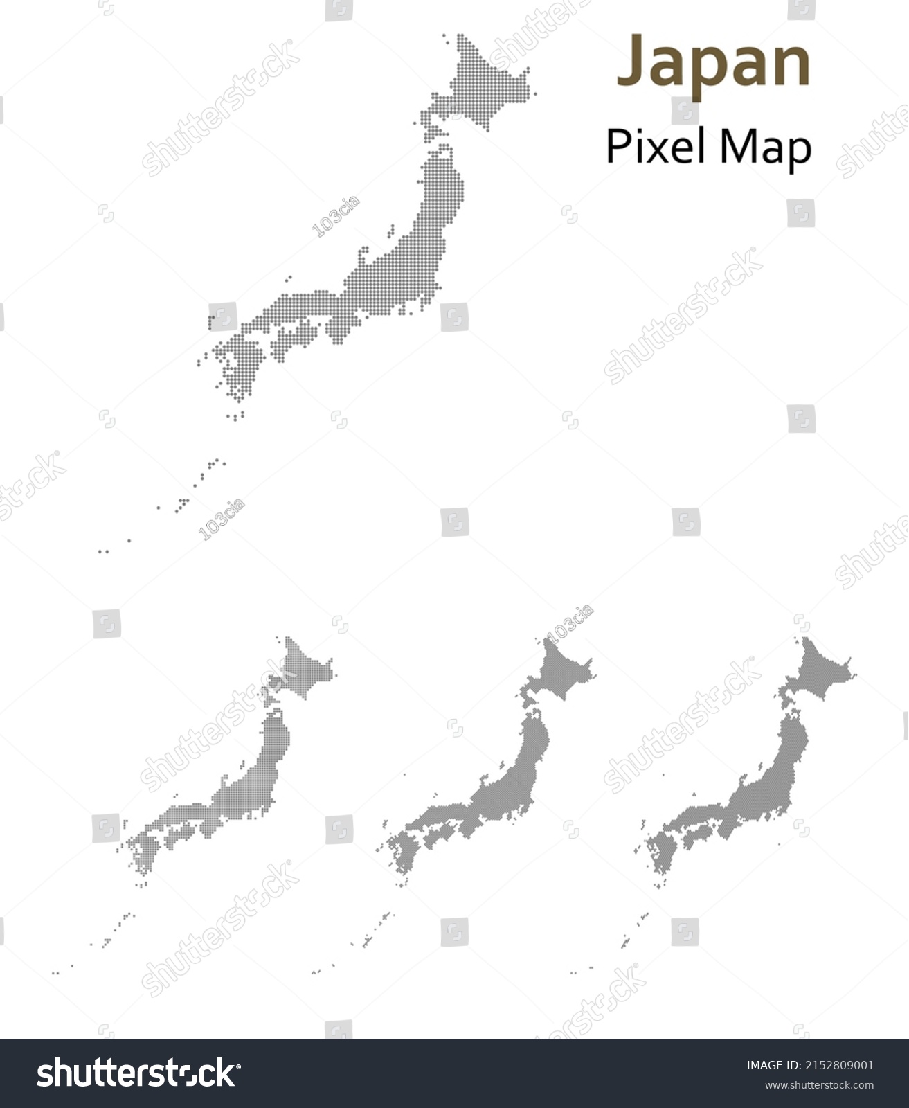 Japan Pixel Map Vector Isolated On Stock Vector (Royalty Free ...