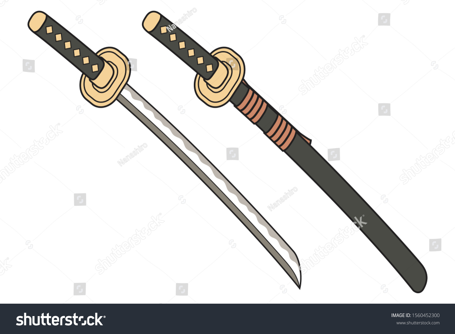 Japan Samurai Sword Vector Eps10 Stock Vector (Royalty Free) 1560452300 ...