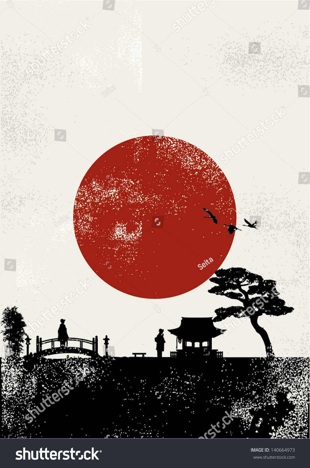 Japan Scenery Poster Vector Stock Vector (Royalty Free) 140664973