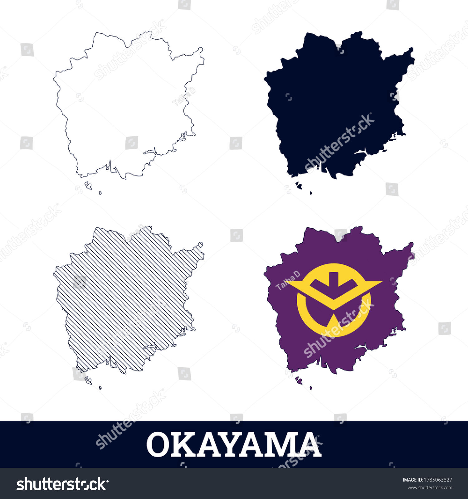 Japan State Okayama Map Flag Vector Stock Vector (Royalty Free) 1785063827